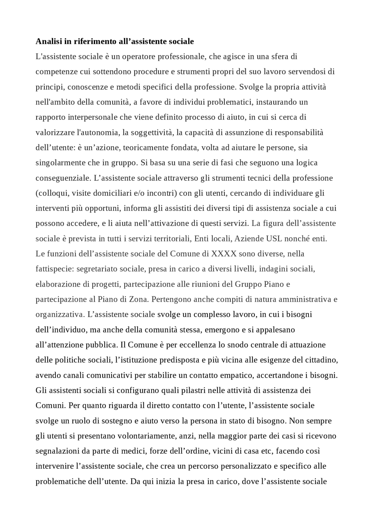Funzioni Assistente Sociale Docsity
