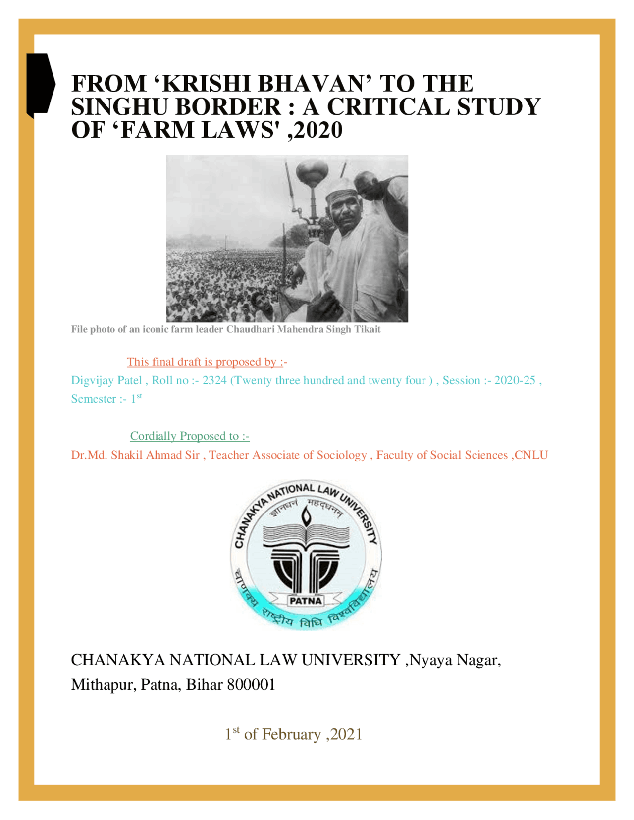 Description of 3 Farm Laws 2020 - Docsity