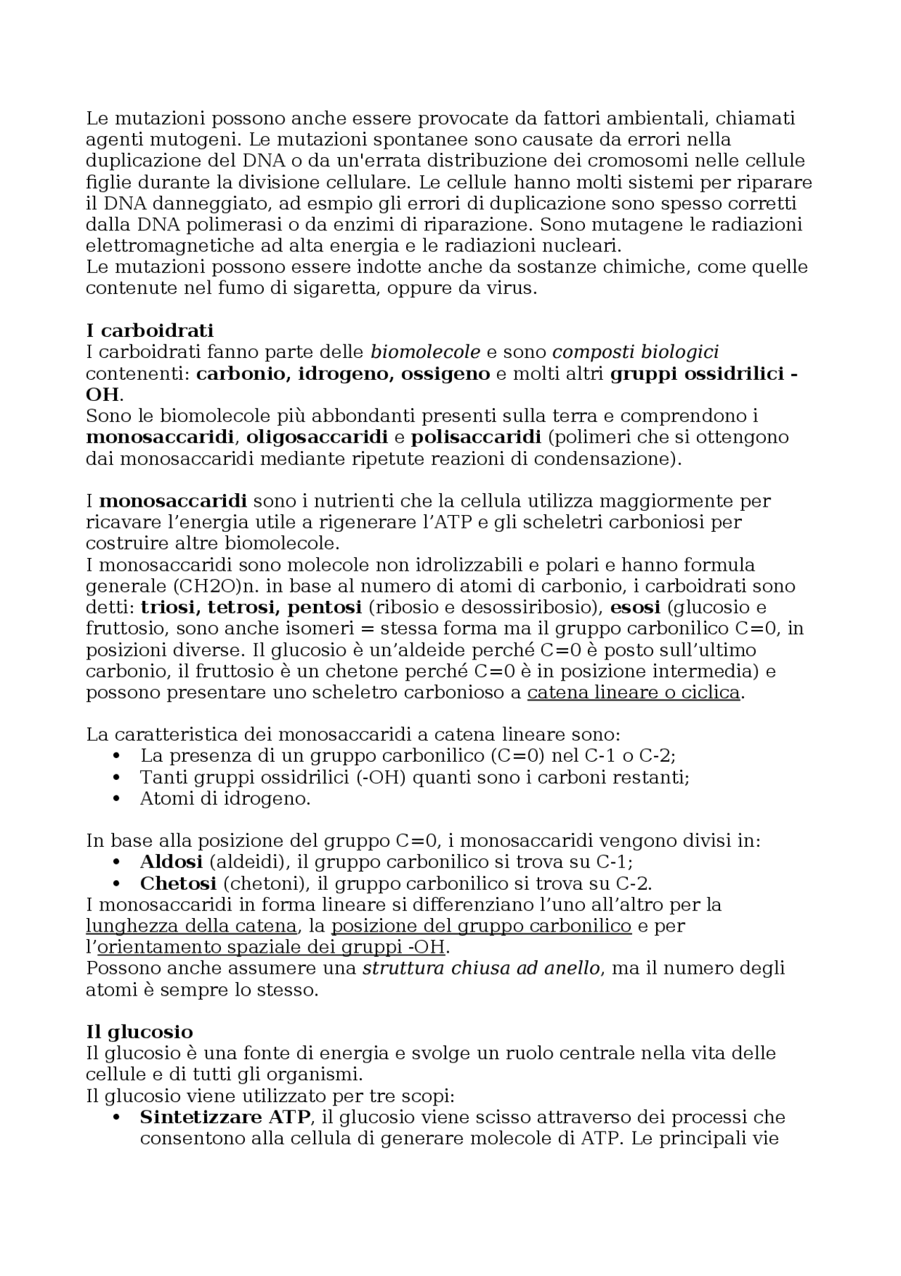 Scienze Carboidrati E Glicolisi Docsity