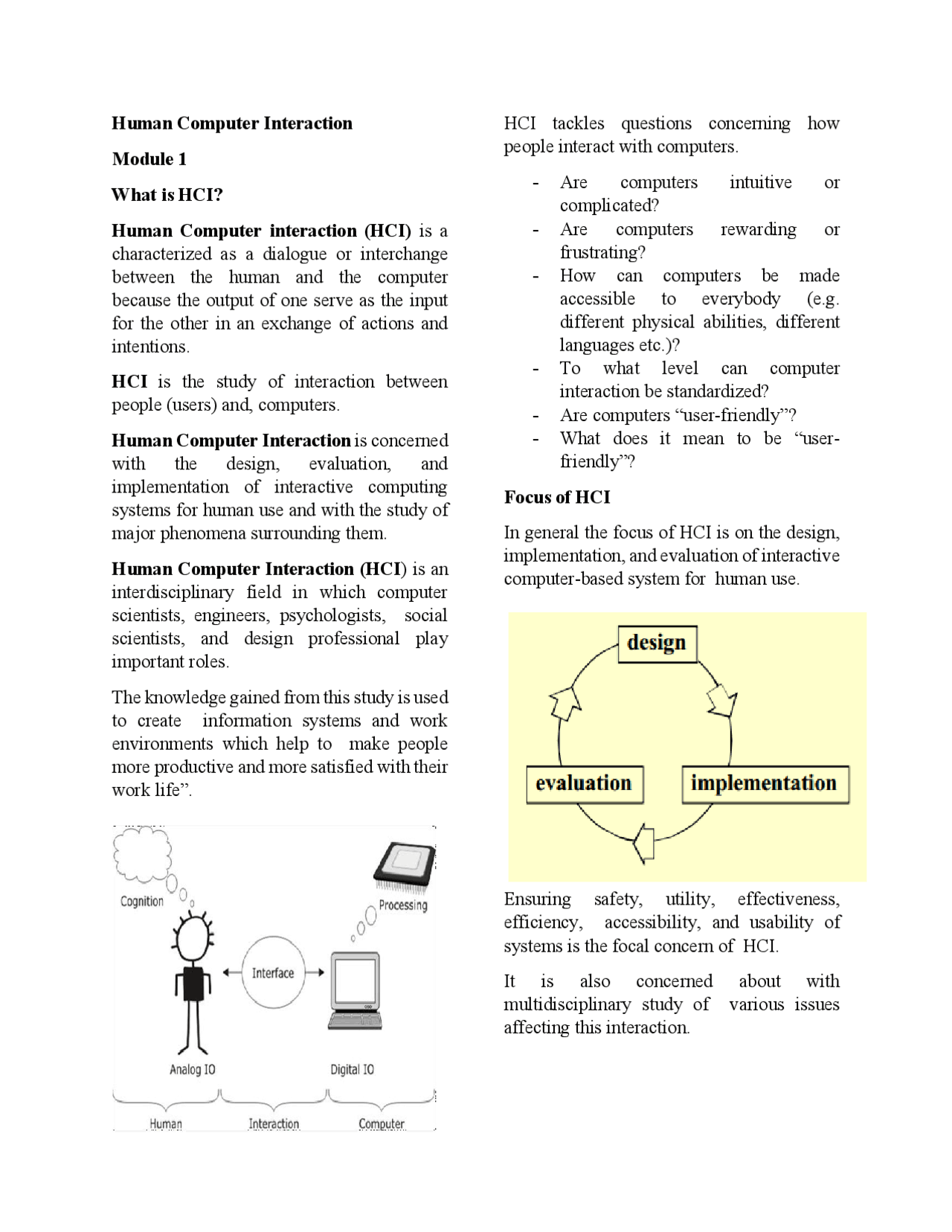 Human Computer Interaction Docsity