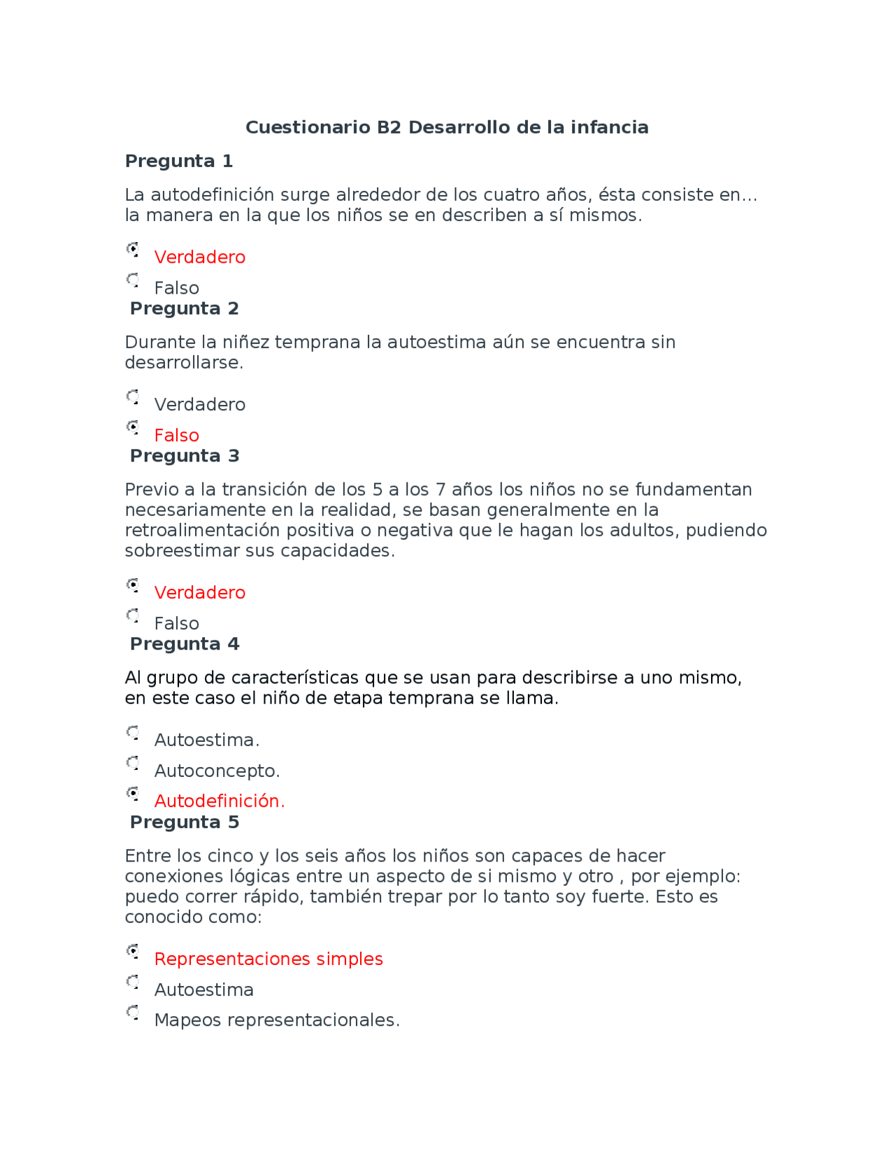 Desarrollo De La Infancia Docsity