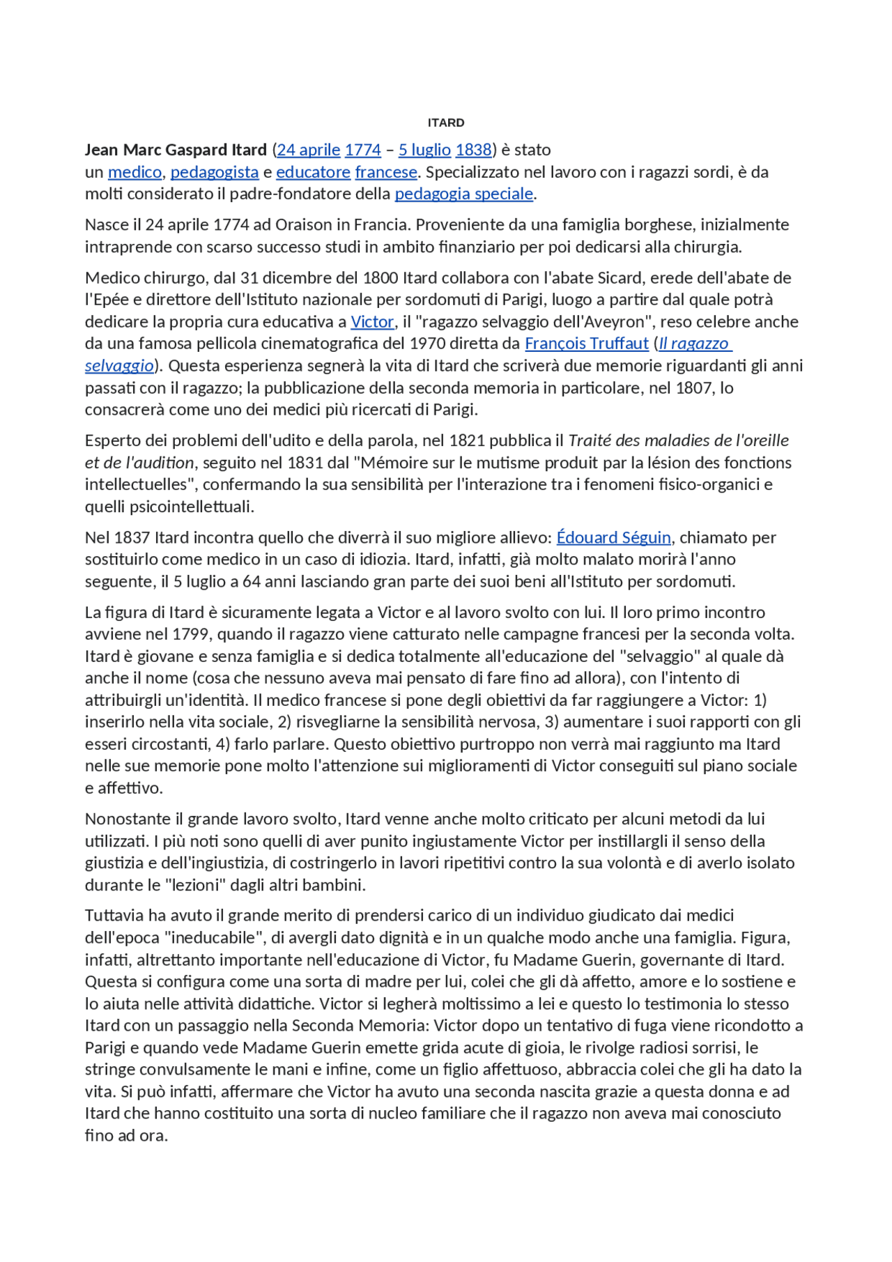 JEAN MARC GASPARD ITARD - Docsity