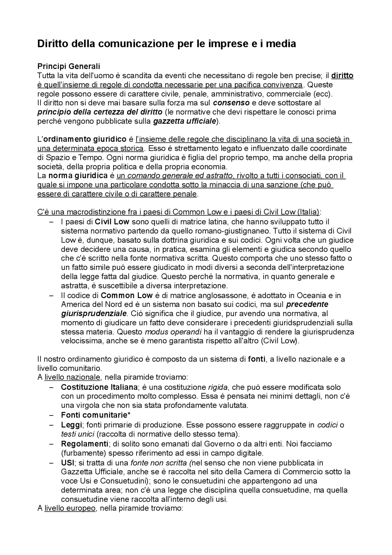 Diritto Della Comunicaizone Docsity