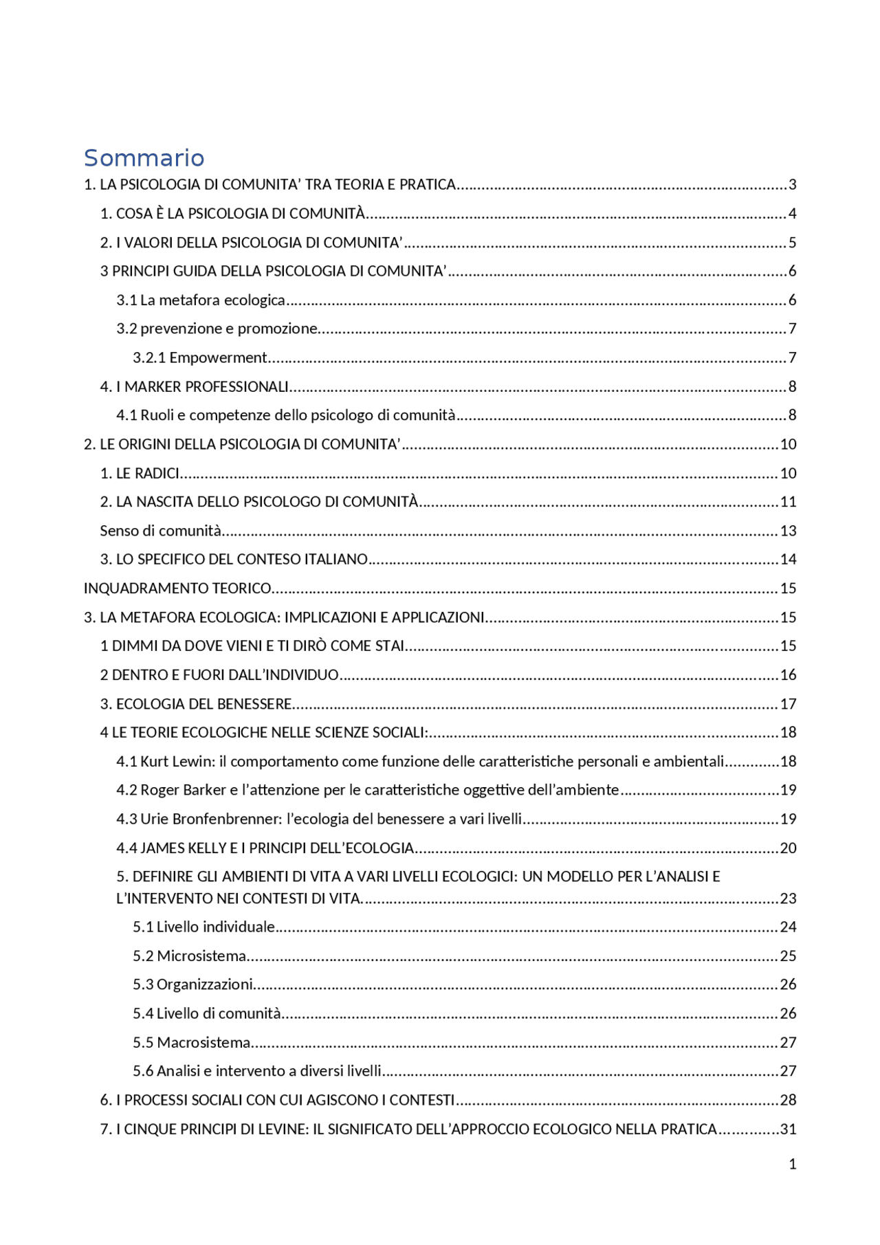 Riassunto Completo Fondamenti Di Psicologia Di Comunità Docsity
