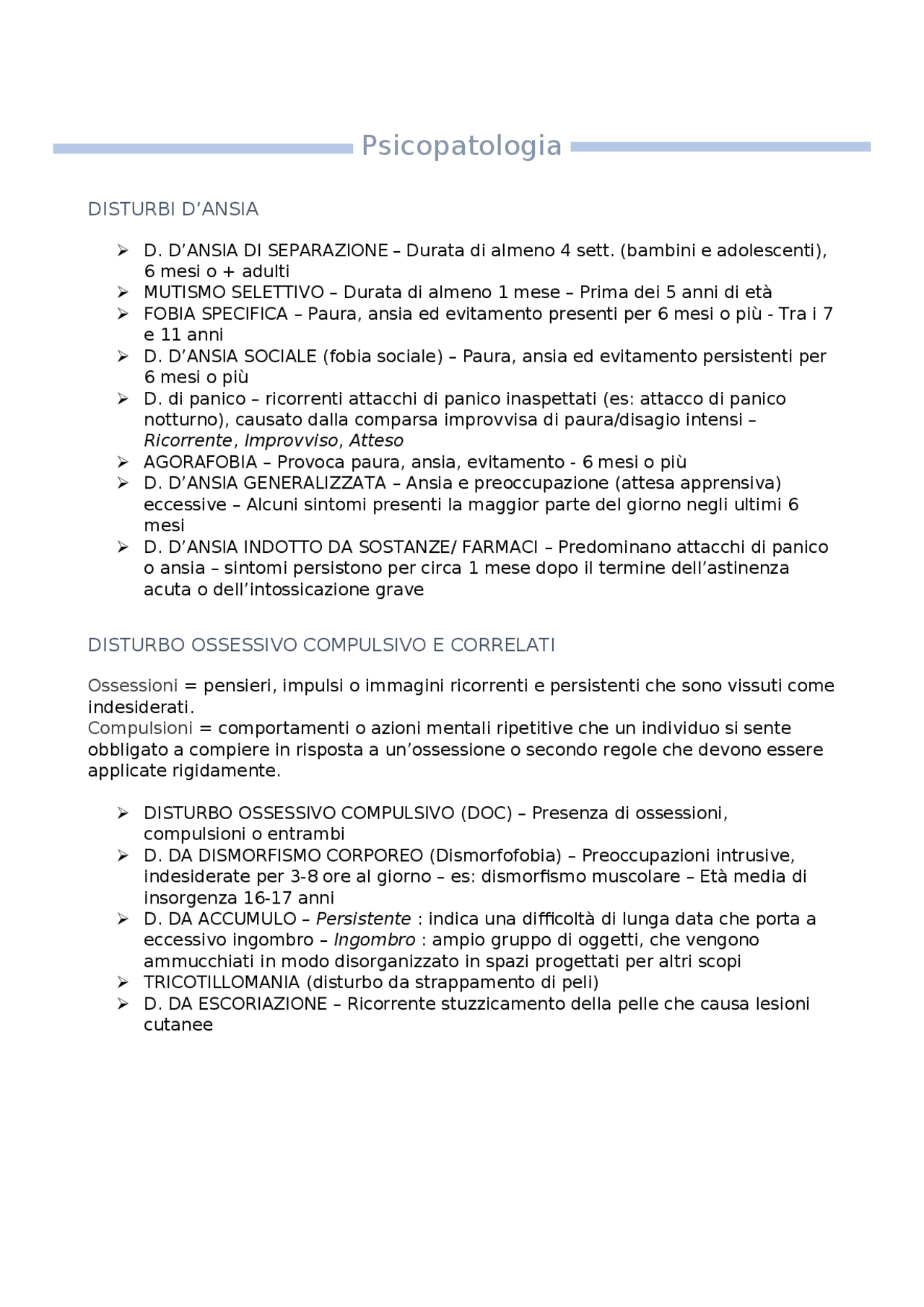 Dsm Ripasso Disturbi Docsity