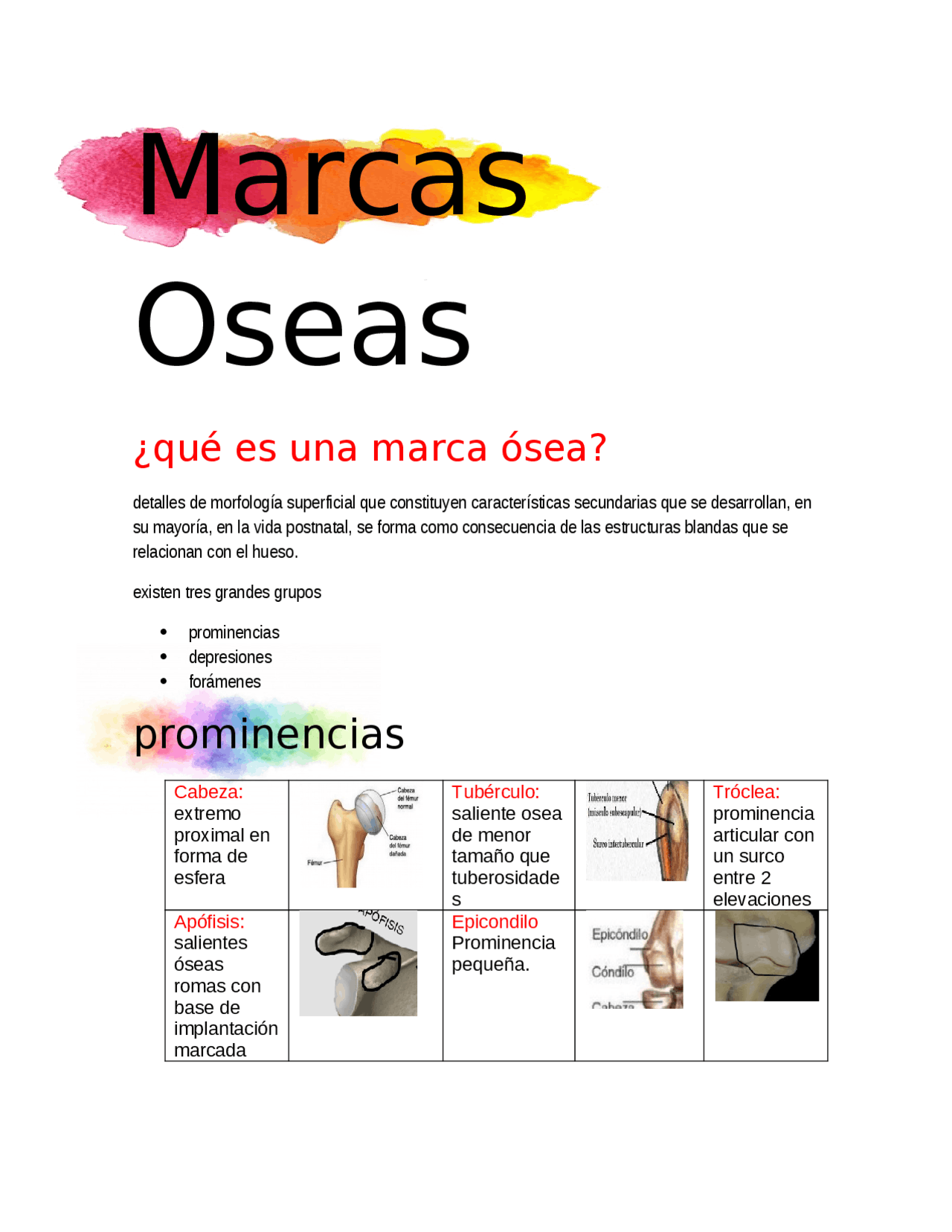 MARCAS OSEAS - MIEMBRO SUPERIOR - Docsity