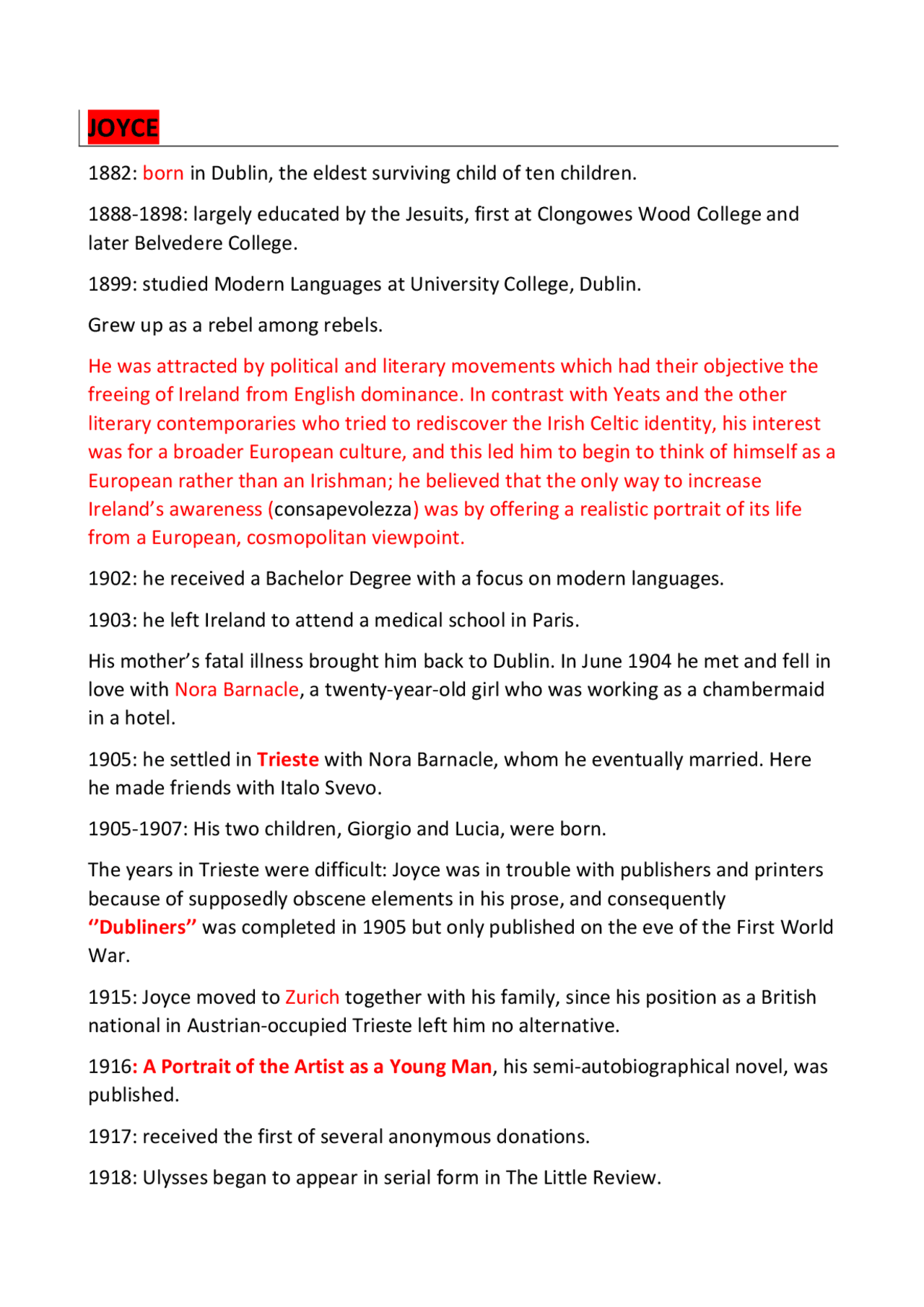 Joyce Woolf Fitzgerald Docsity