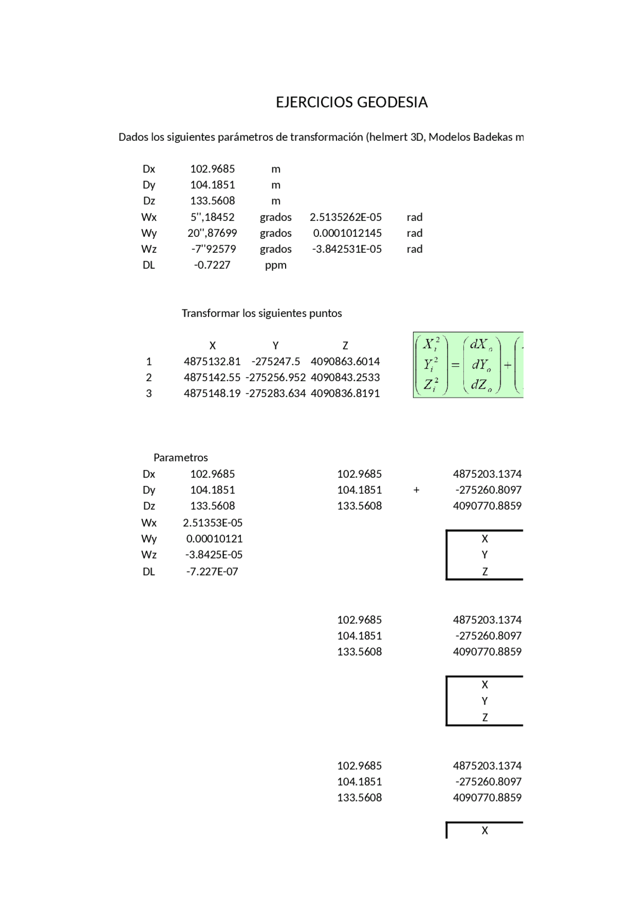 Ejercicios geodesia para topografía - Docsity