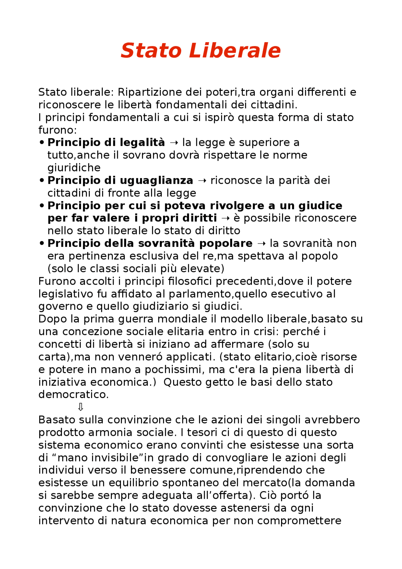 Stato liberale e Stati totalitari - Docsity