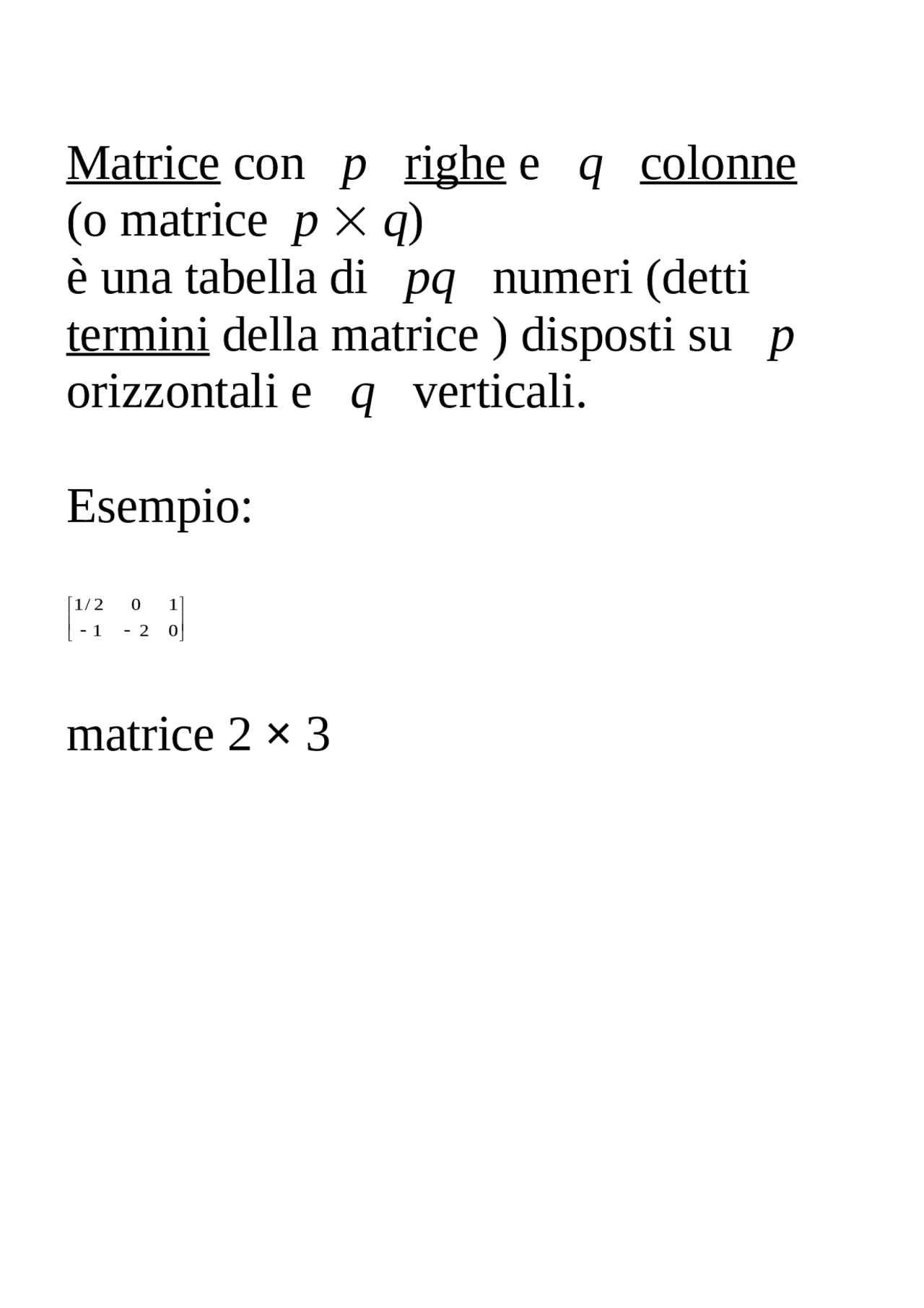 Esercizi di matrici di matematica genarale - Docsity
