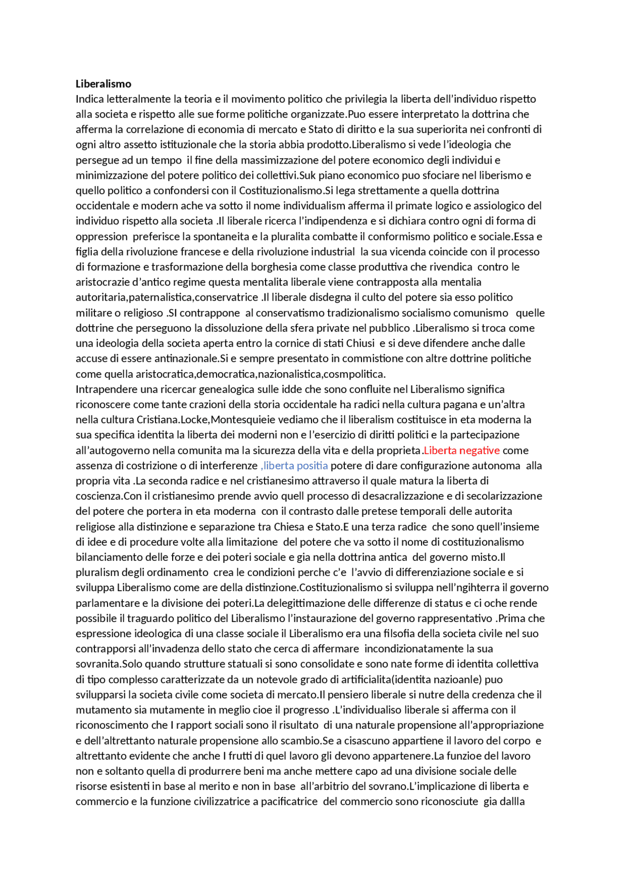 Liberalismo e Liberismo - Docsity