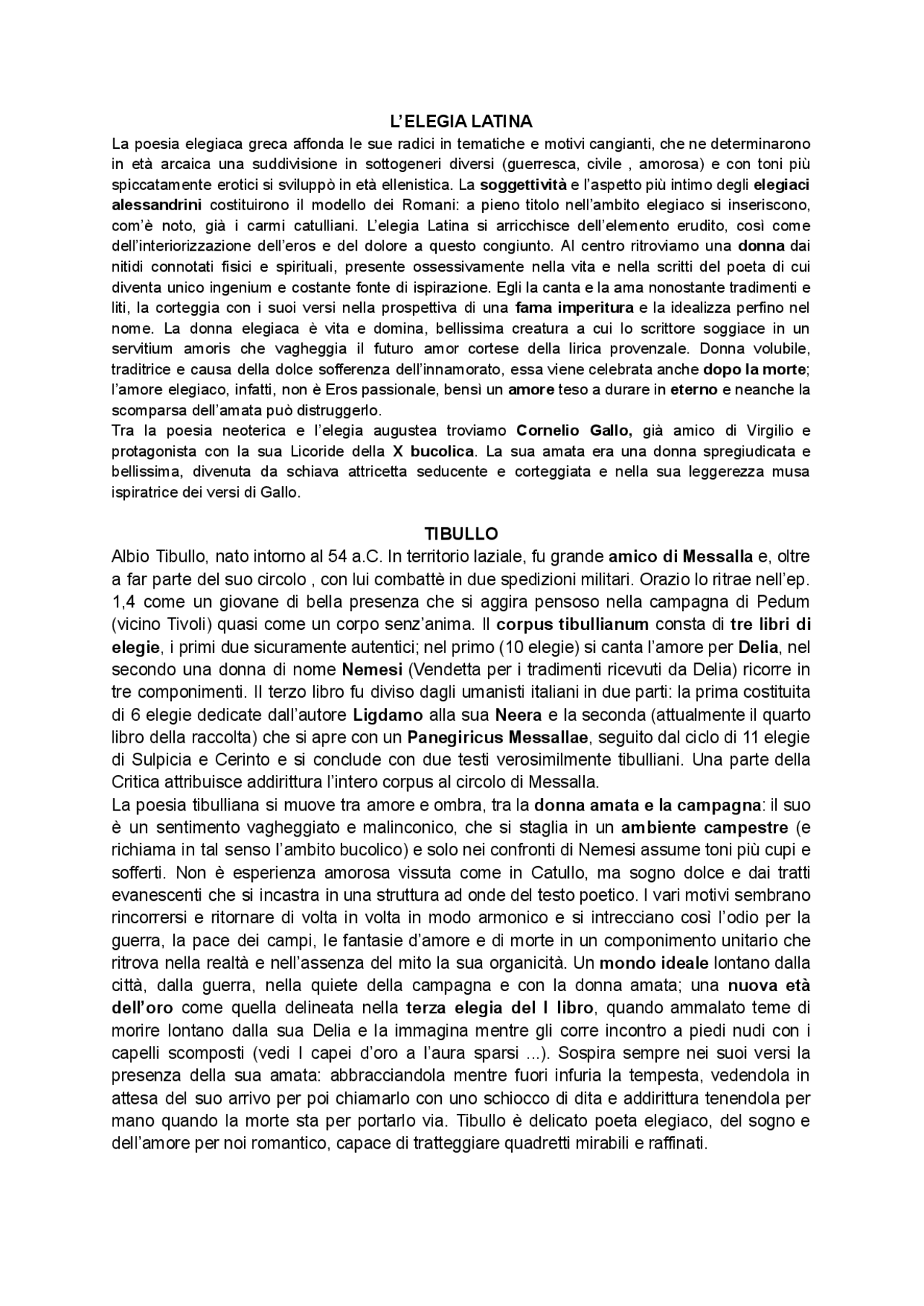 Elegia Latina Properzio E Tibullo Docsity