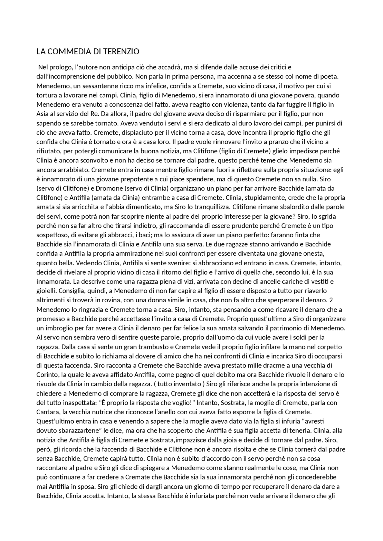 La Commedia Di Terenzio Docsity