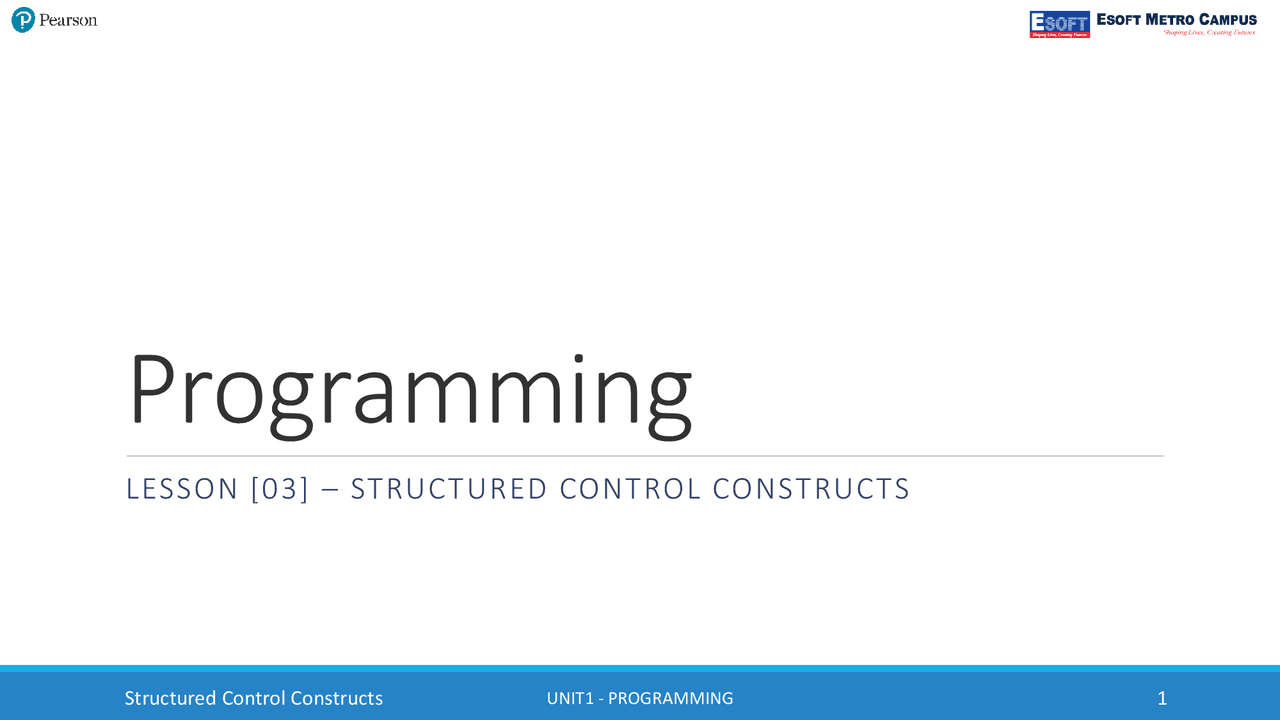 Programming Lesson 03 Lecture Note Docsity