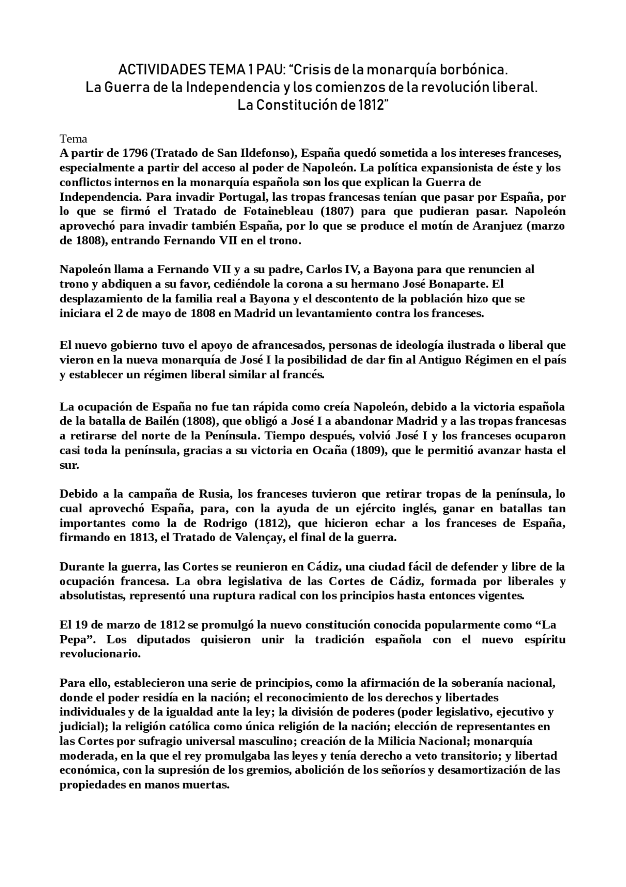 Tema 1 Historia De España 2 Bach Docsity