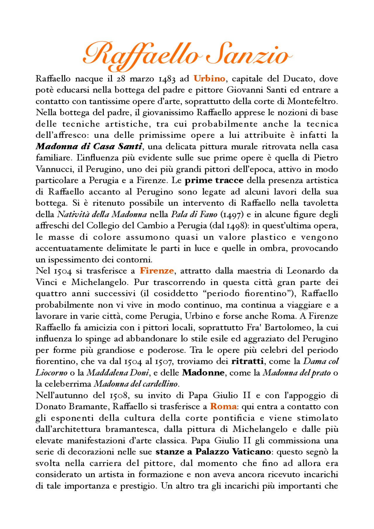 Raffaello Sanzio E Le Stanze Docsity