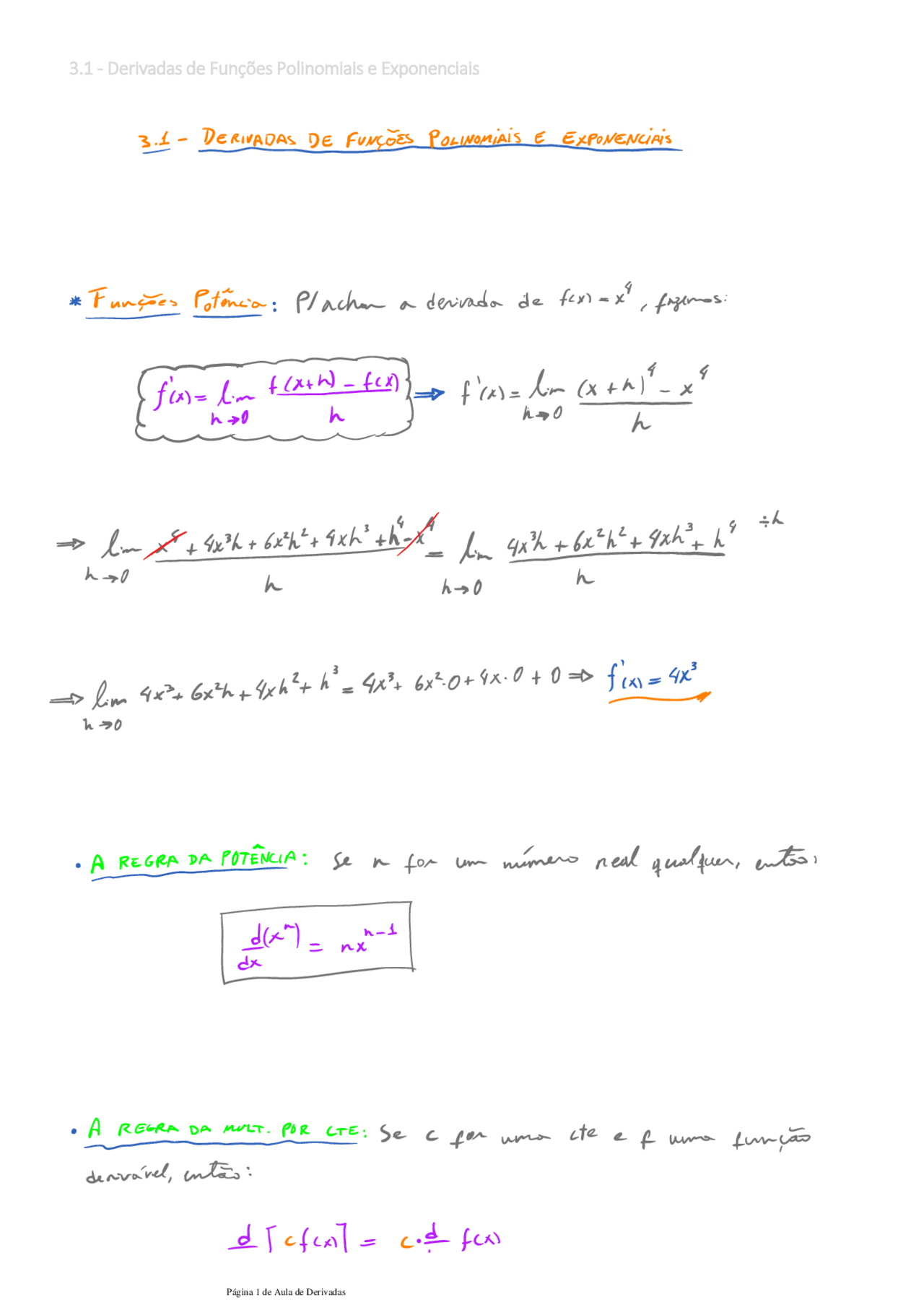 Aula De Derivadas Com Exercícios Docsity