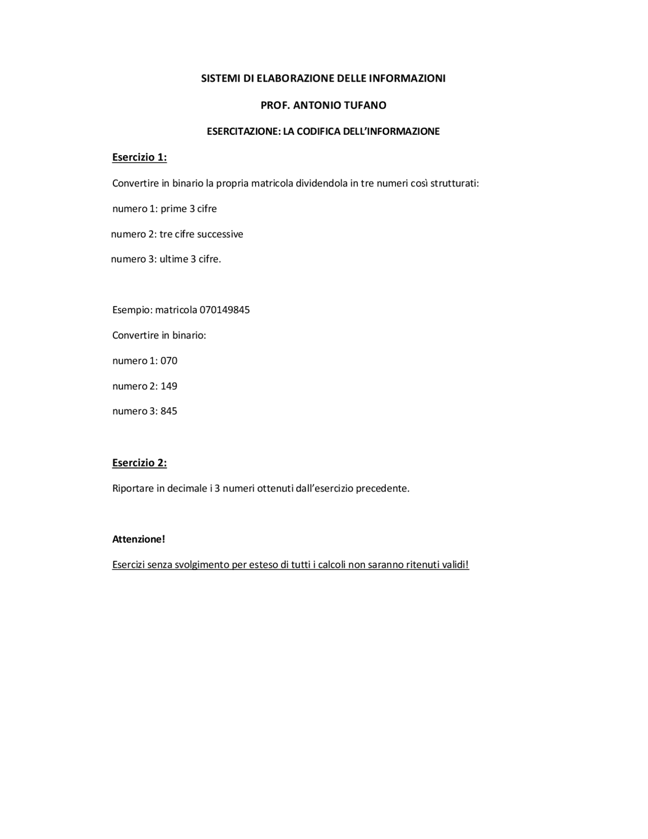 Elaborato Codifica Sistemi Di Elaborazione Delle Informazioni Docsity