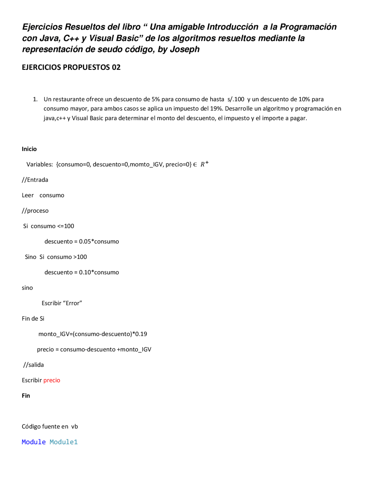 Ejercicios Resultos De Programacion Docsity