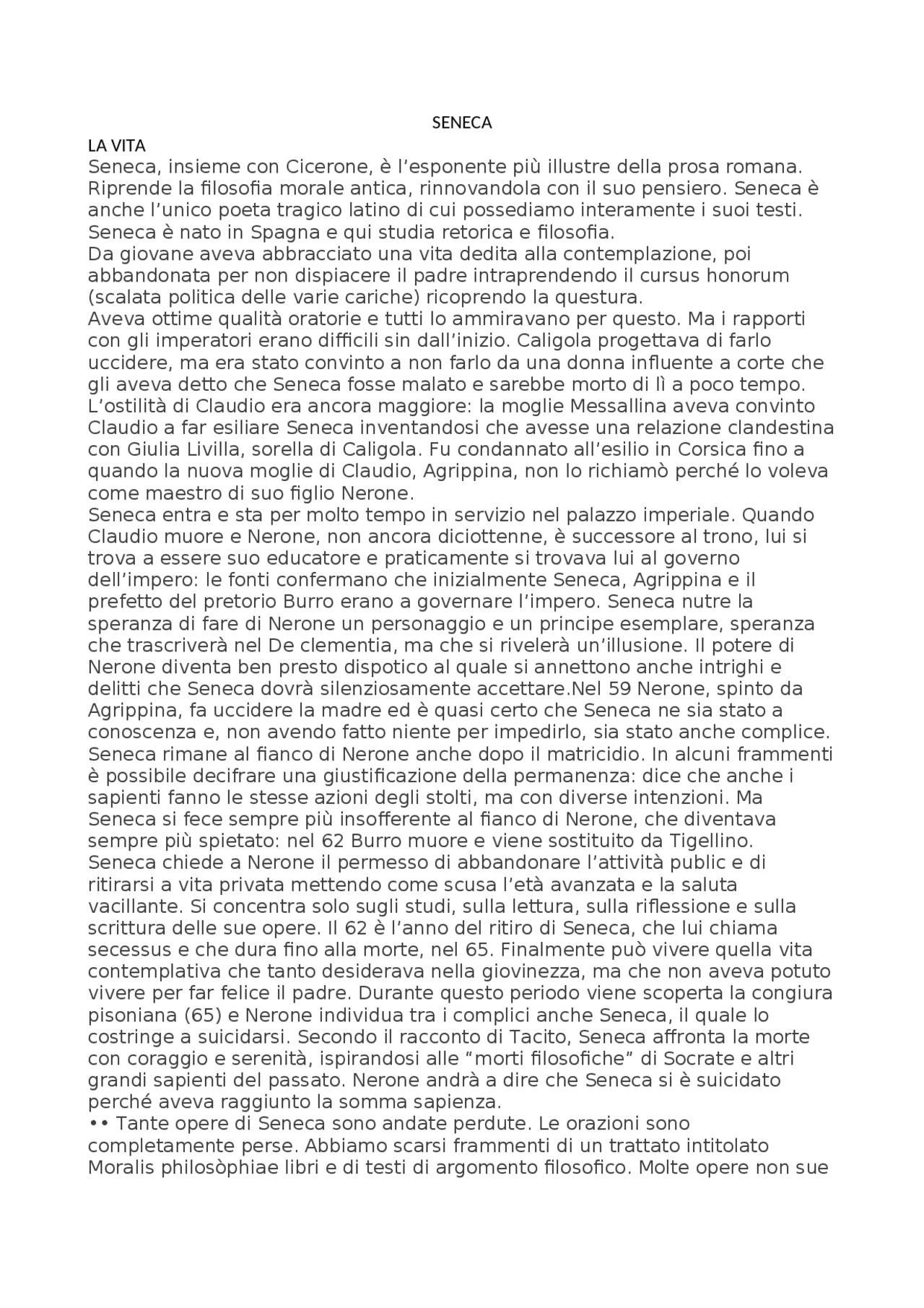 Seneca Vita E Opere Docsity