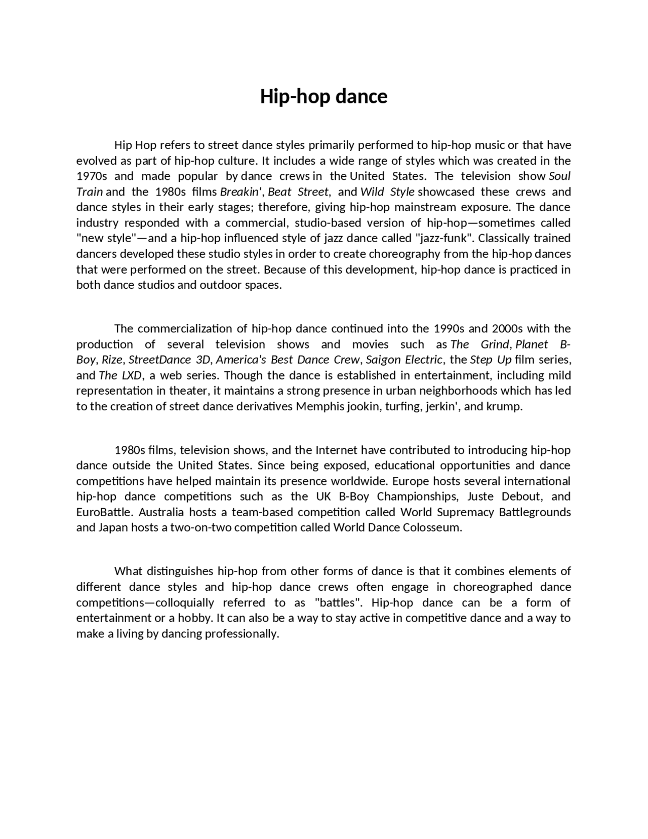 Hip hop Definition and Elements - Docsity