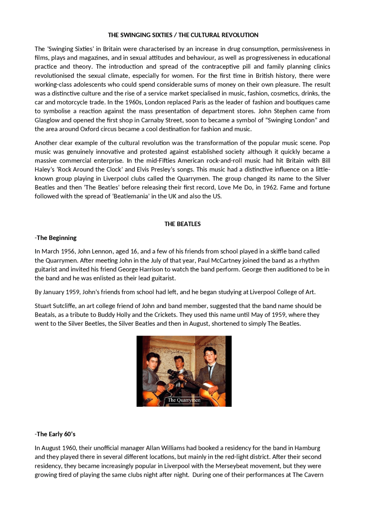 Beatles and Cultural Revolution - Docsity