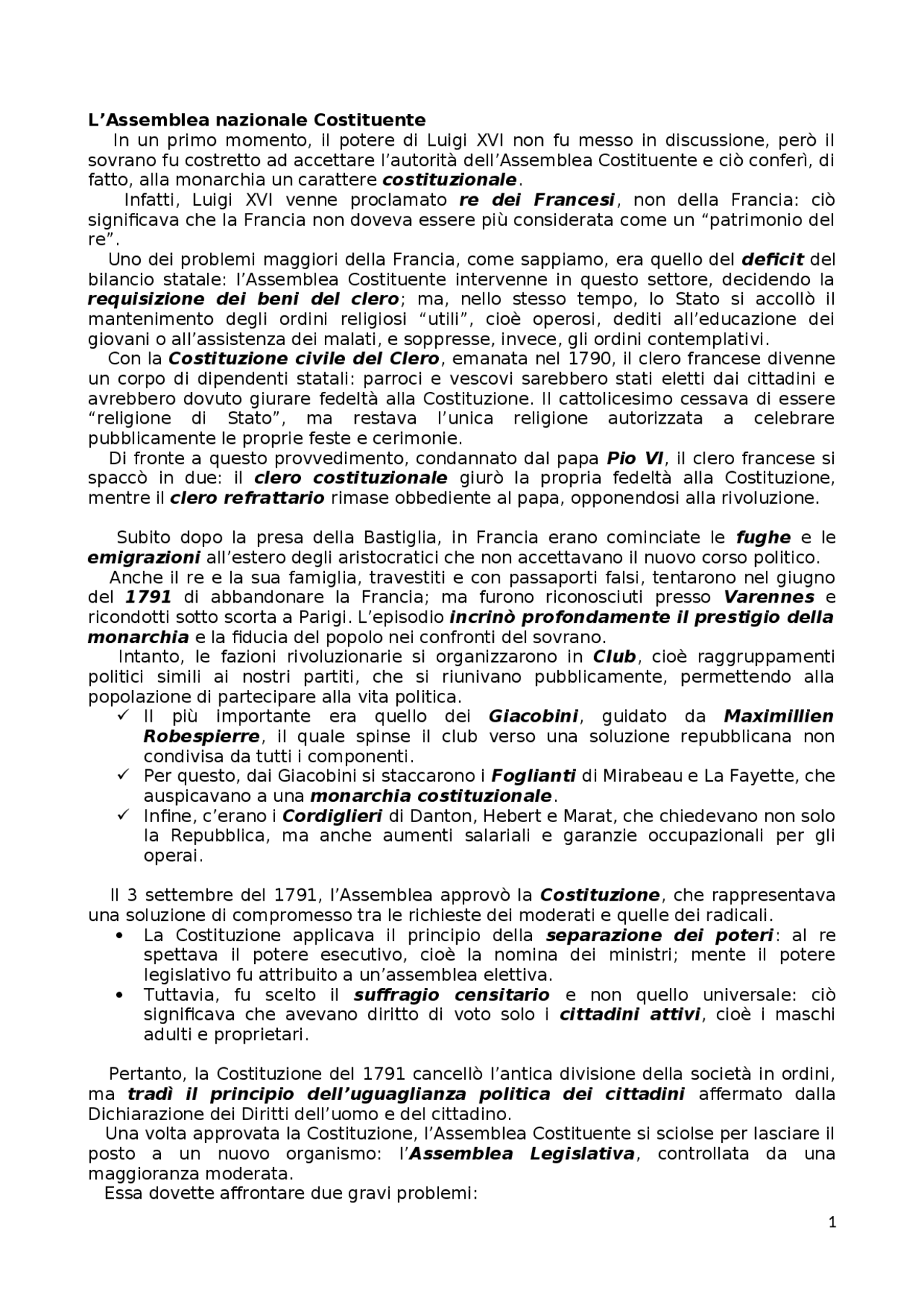 Rivoluzione Francese In Sintesi 2 Parte Appunti Di Storia Docsity