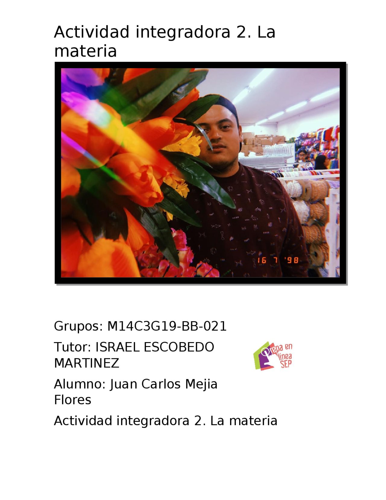 Actividad integradora 2. La materia | Ejercicios de Ciencias de la Tierra y del Medio Ambiente ...