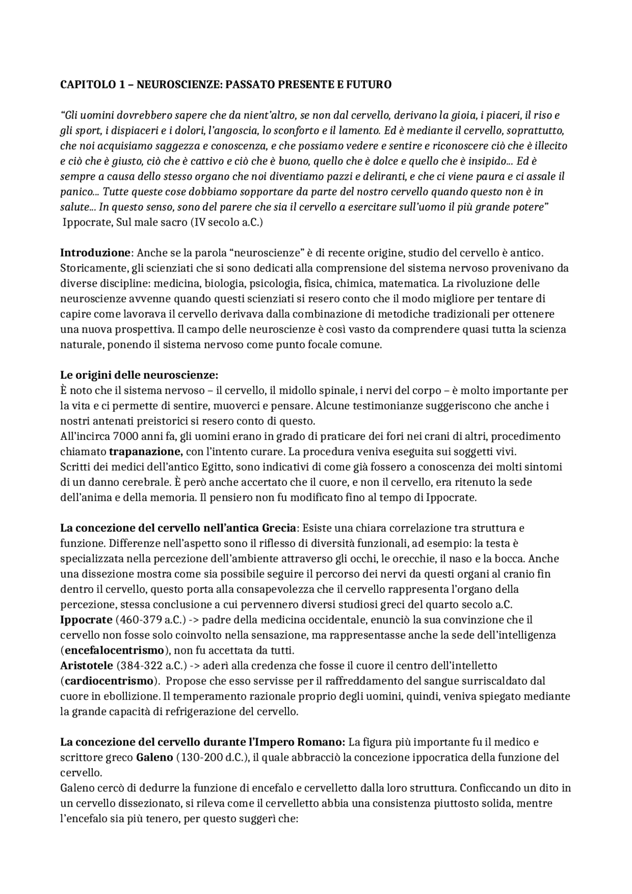 Neuroscienze Bear Cap 1 Docsity
