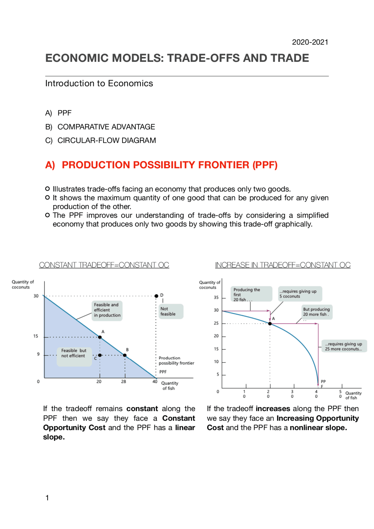 ECONOMIC MODELS TRADE OFFS - Docsity
