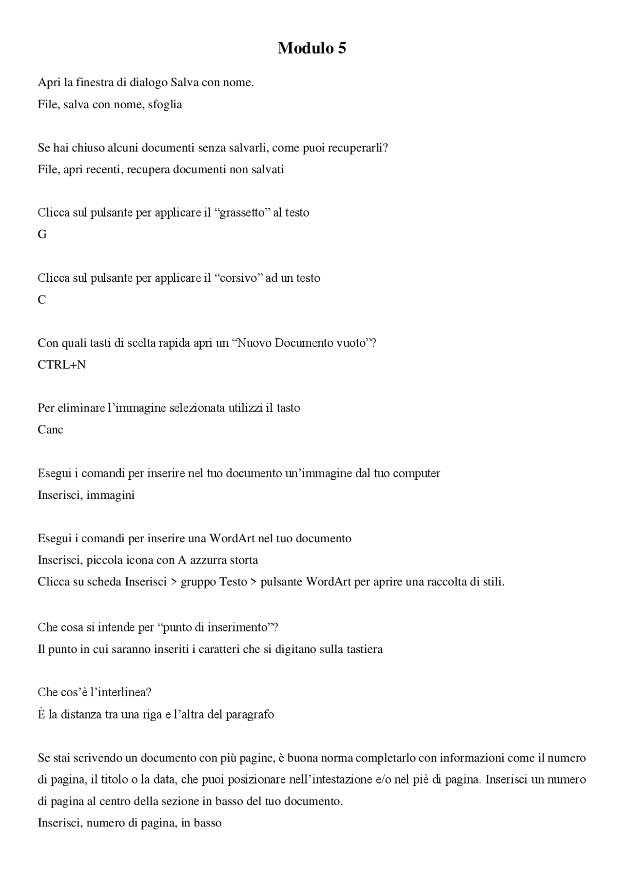 Modulo 5 - 7 MODULI Eipass - Aggiornato al 17 maggio 2021 - Docsity