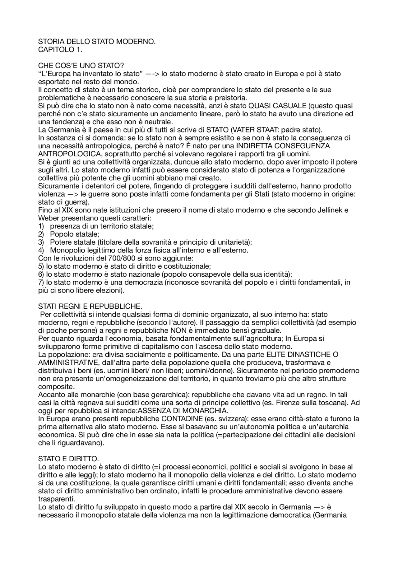 Storia Dello Stato Moderno Docsity