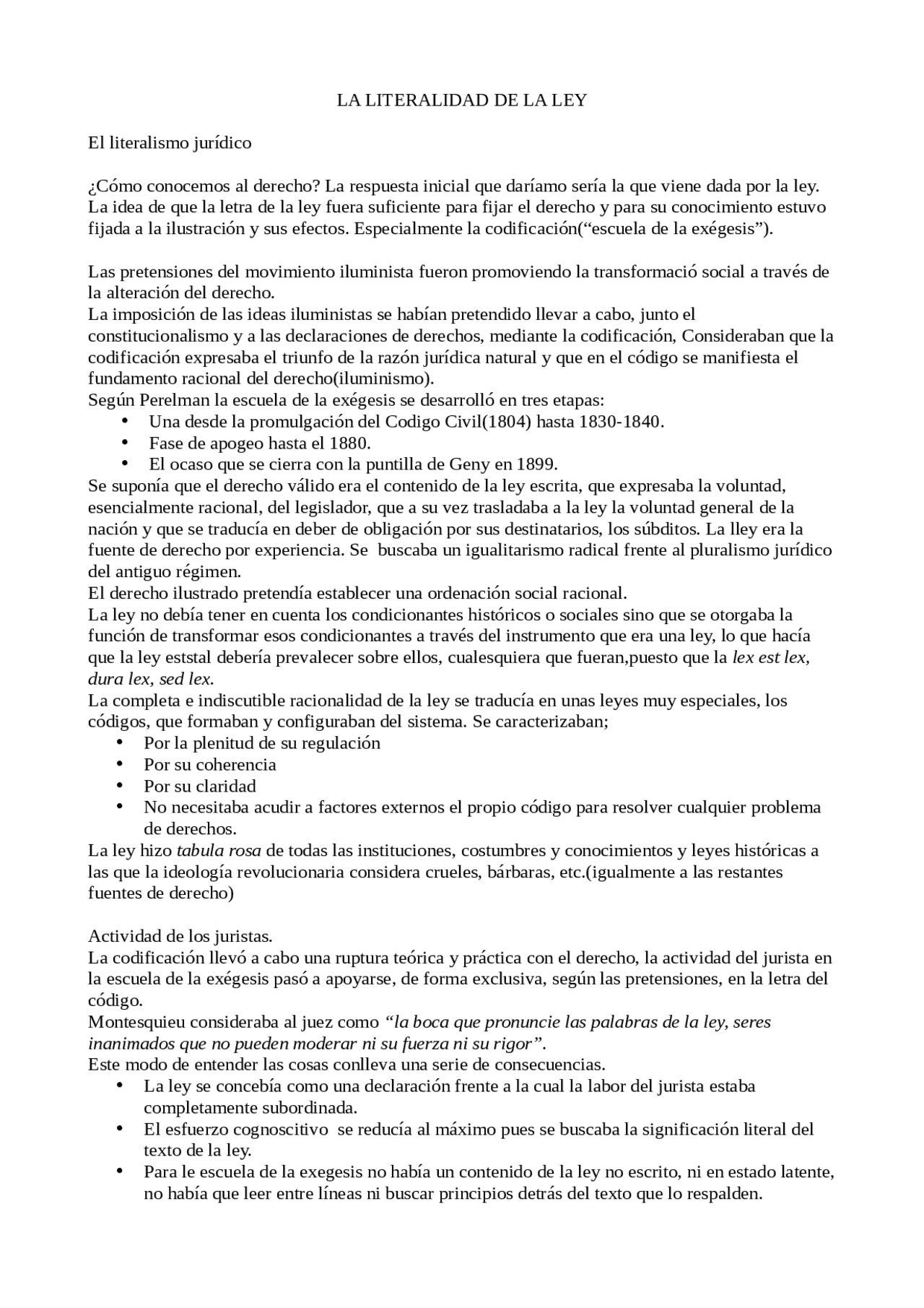 Literalidad de la Ley - Docsity