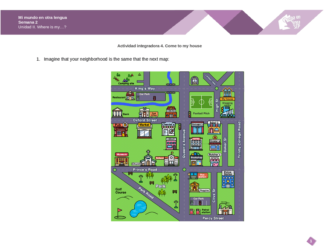 Actividad integradora 4. Come to my house | Apuntes de Inglés - Docsity