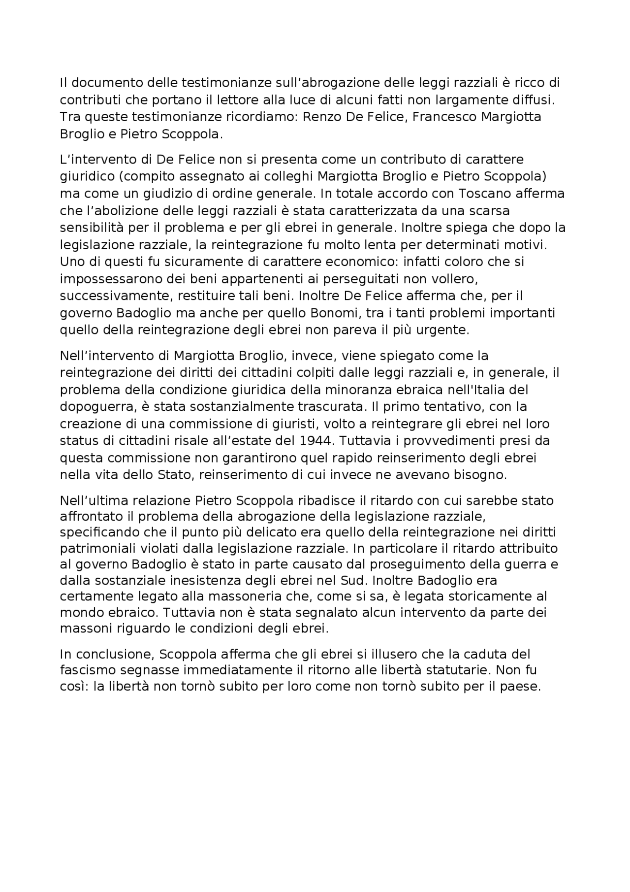 Abrograzione Leggi Razziali Docsity