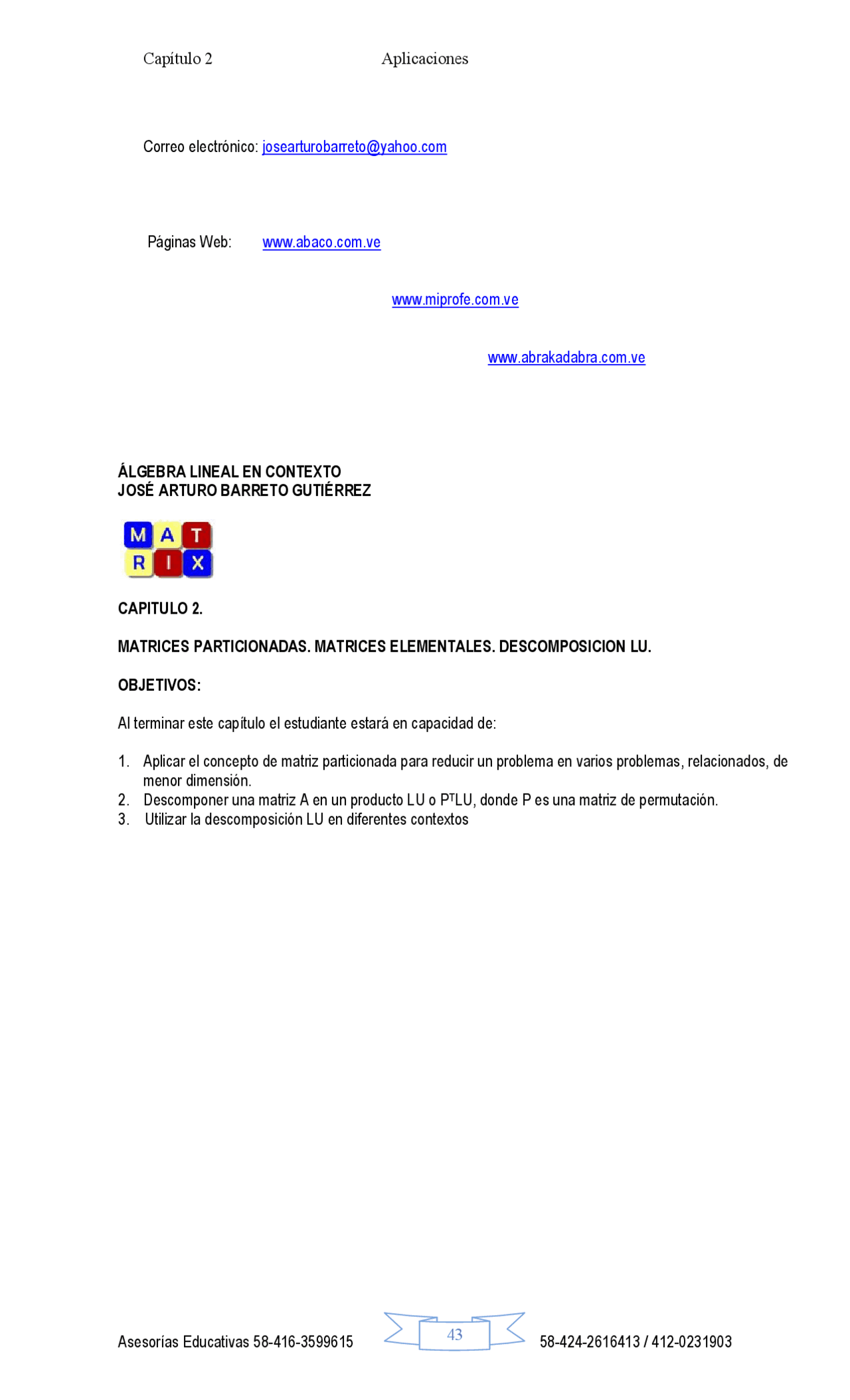 Matrices particionadas - Docsity