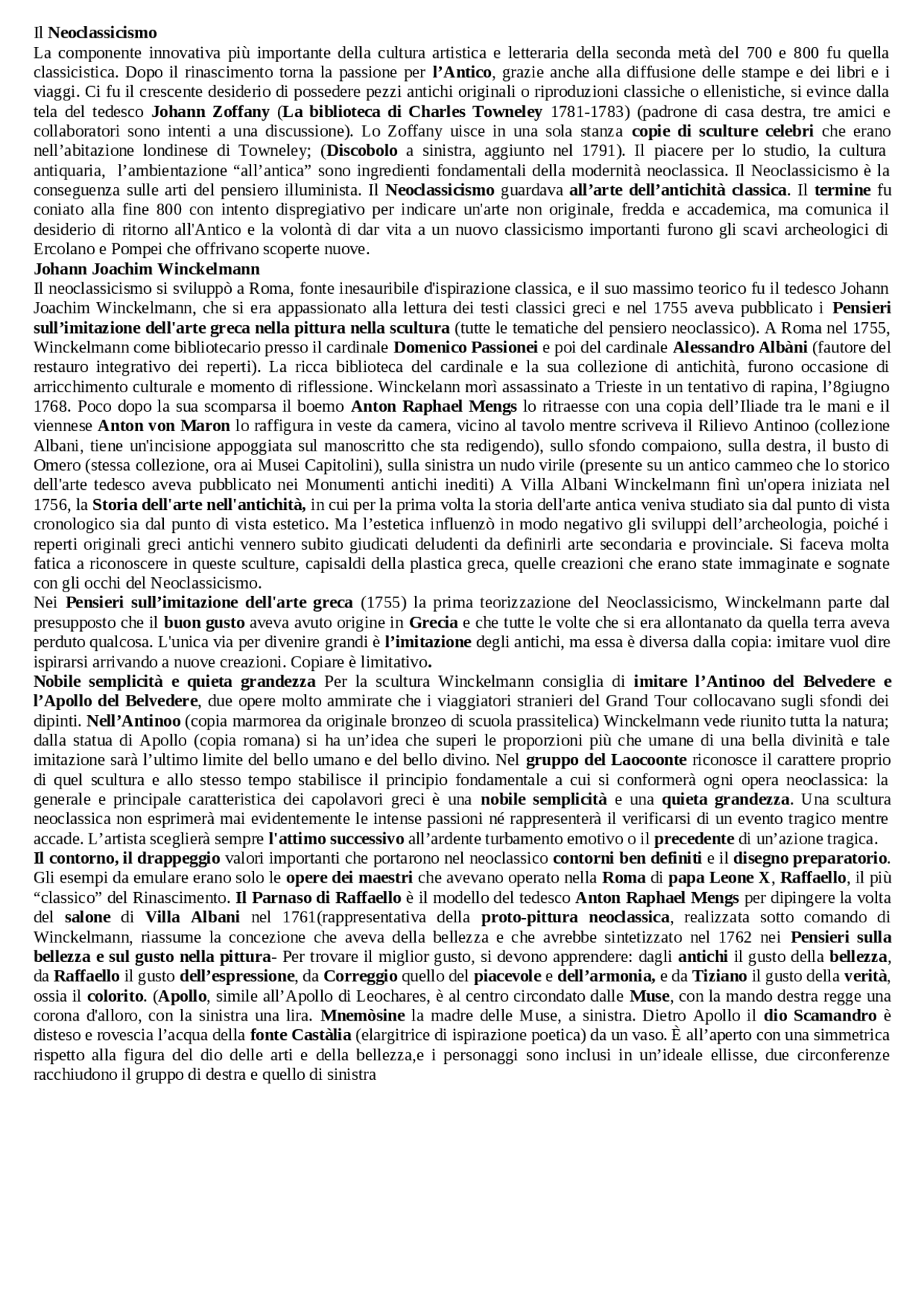 Canova e David descrizione dello stile neoclassico arte - Docsity