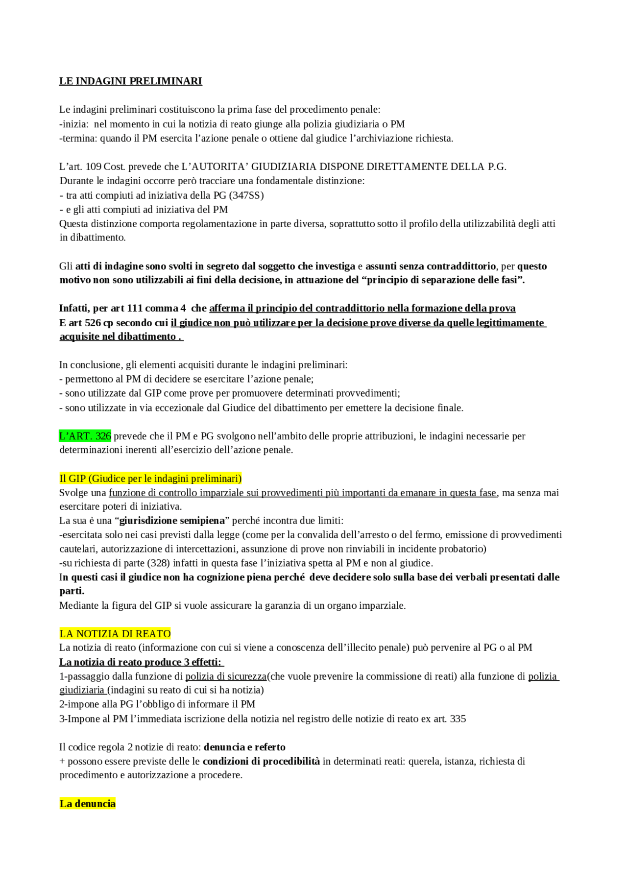 Indagini Preliminari Docsity
