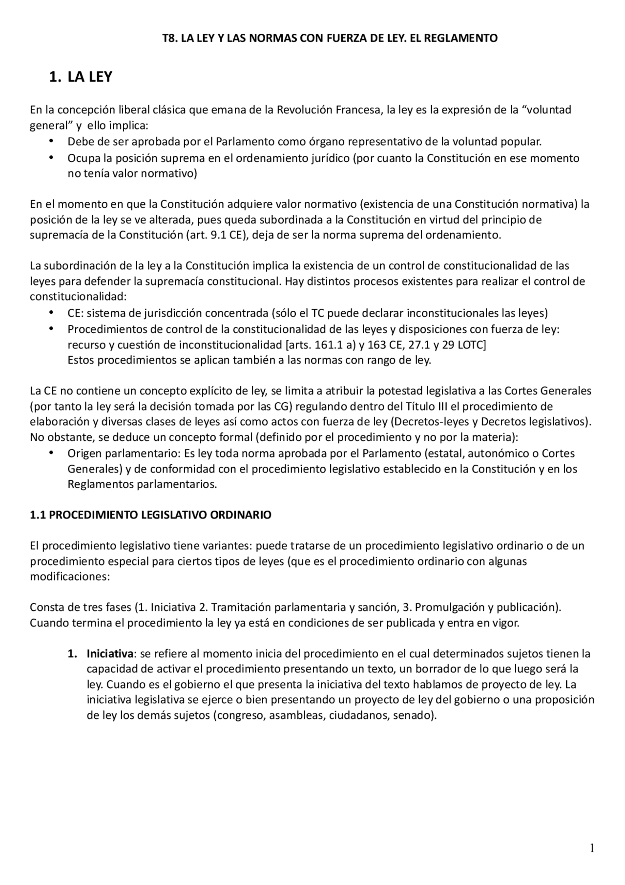 T8 derecho constitucional primero - Docsity