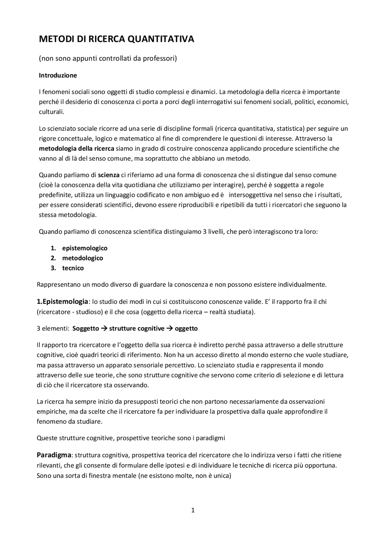 Metodi Di Ricerca Quantitativa Docsity