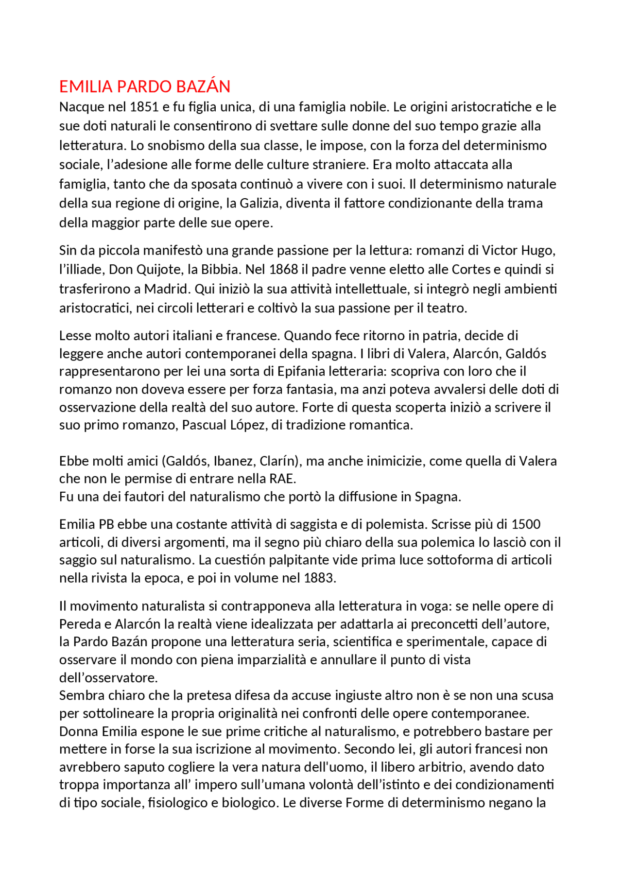 Emilia Pardo Bazán. - Docsity