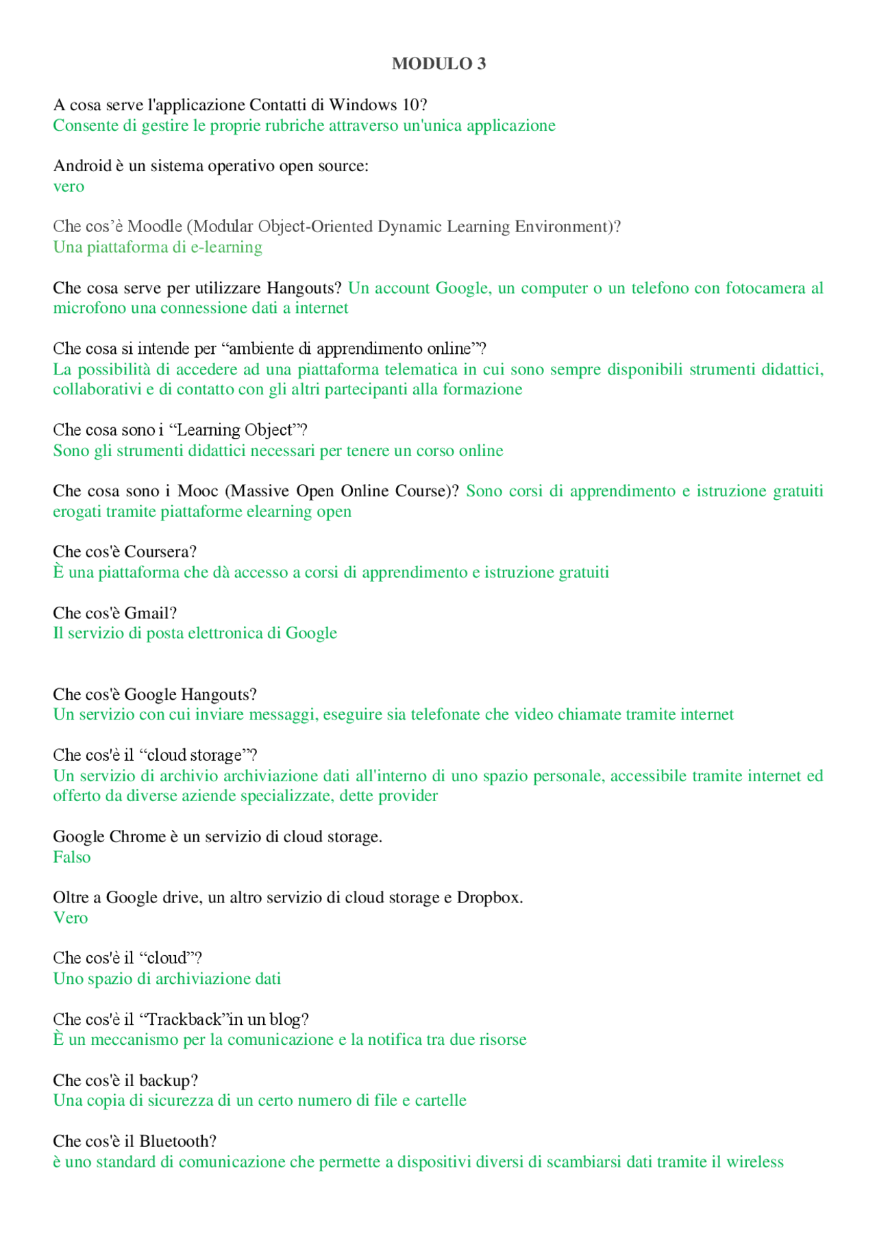 Modulo 3 7 Moduli Eipass Aggiornato Al 17 Maggio 2021 Docsity