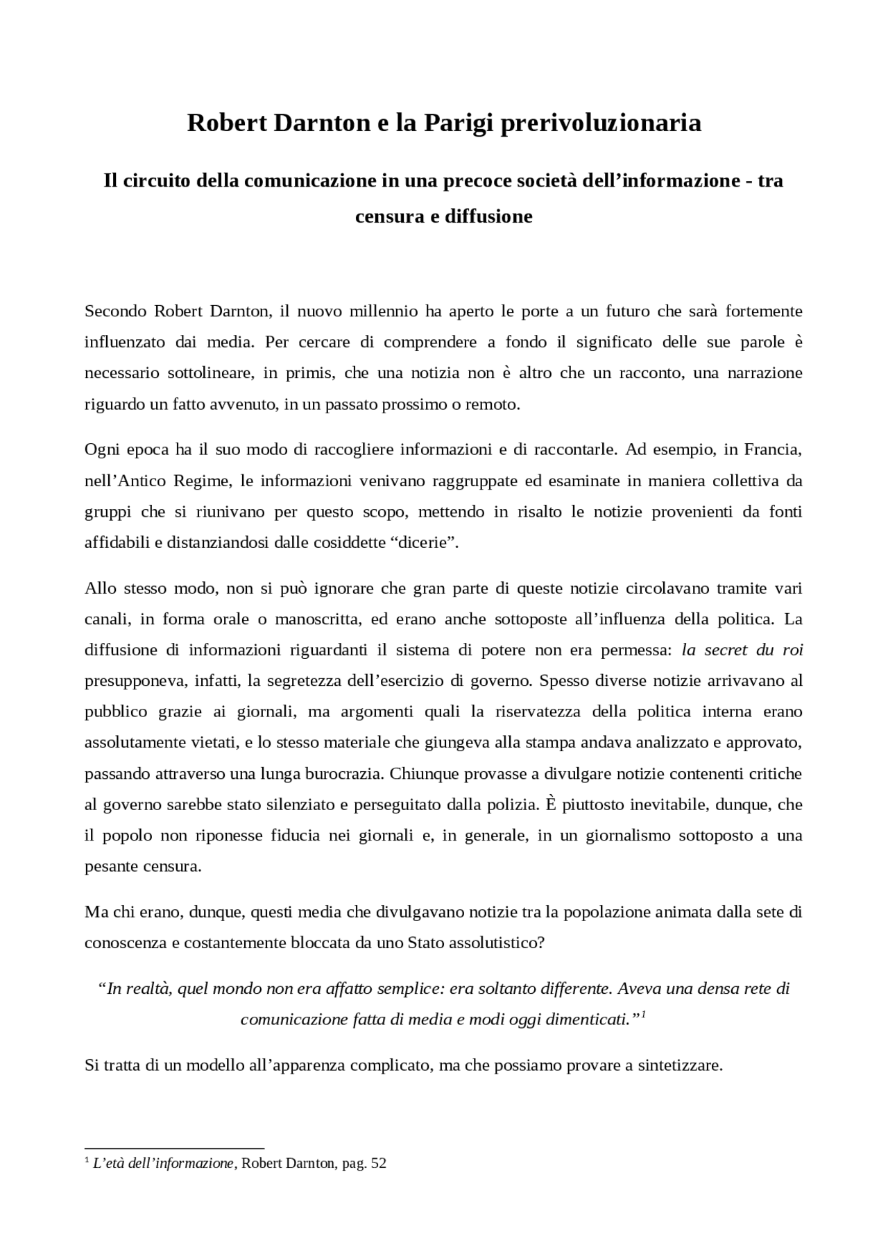 Riassunto Robert Darnton Docsity