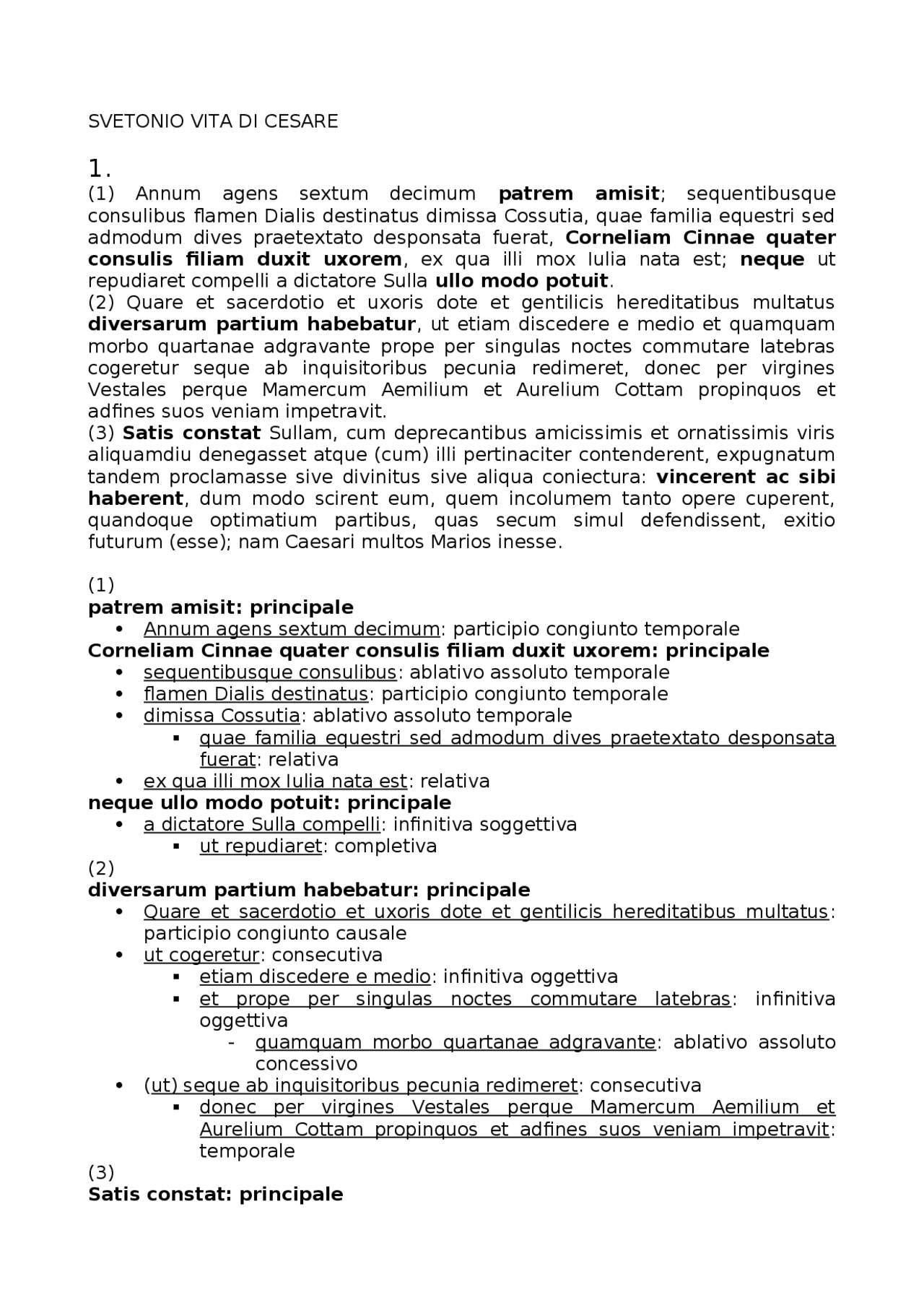 SVETONIO - DE VITA CAESARUM, DIVUS IULIUS - Docsity