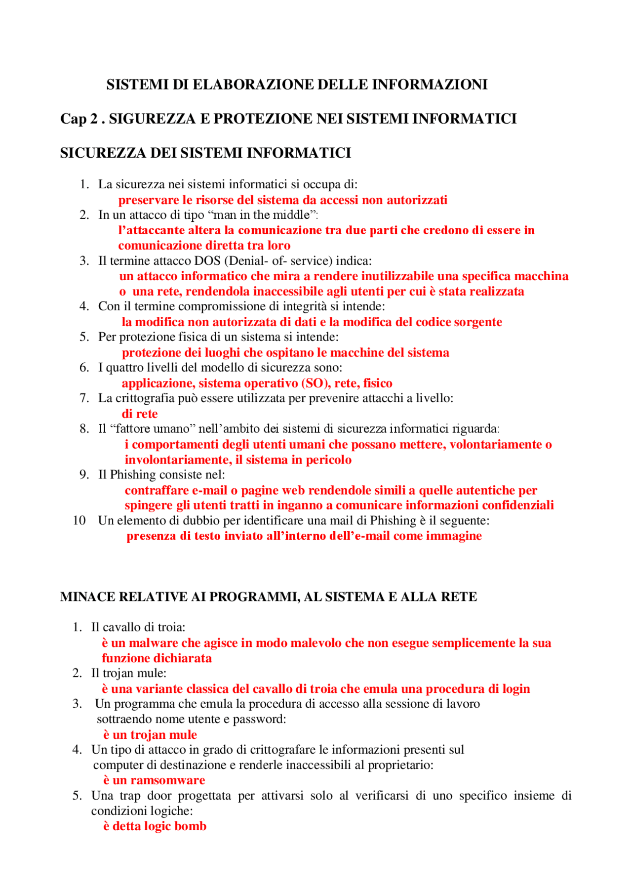 Domande Sistemi Di Elaborazione Delle Informazioni Docsity