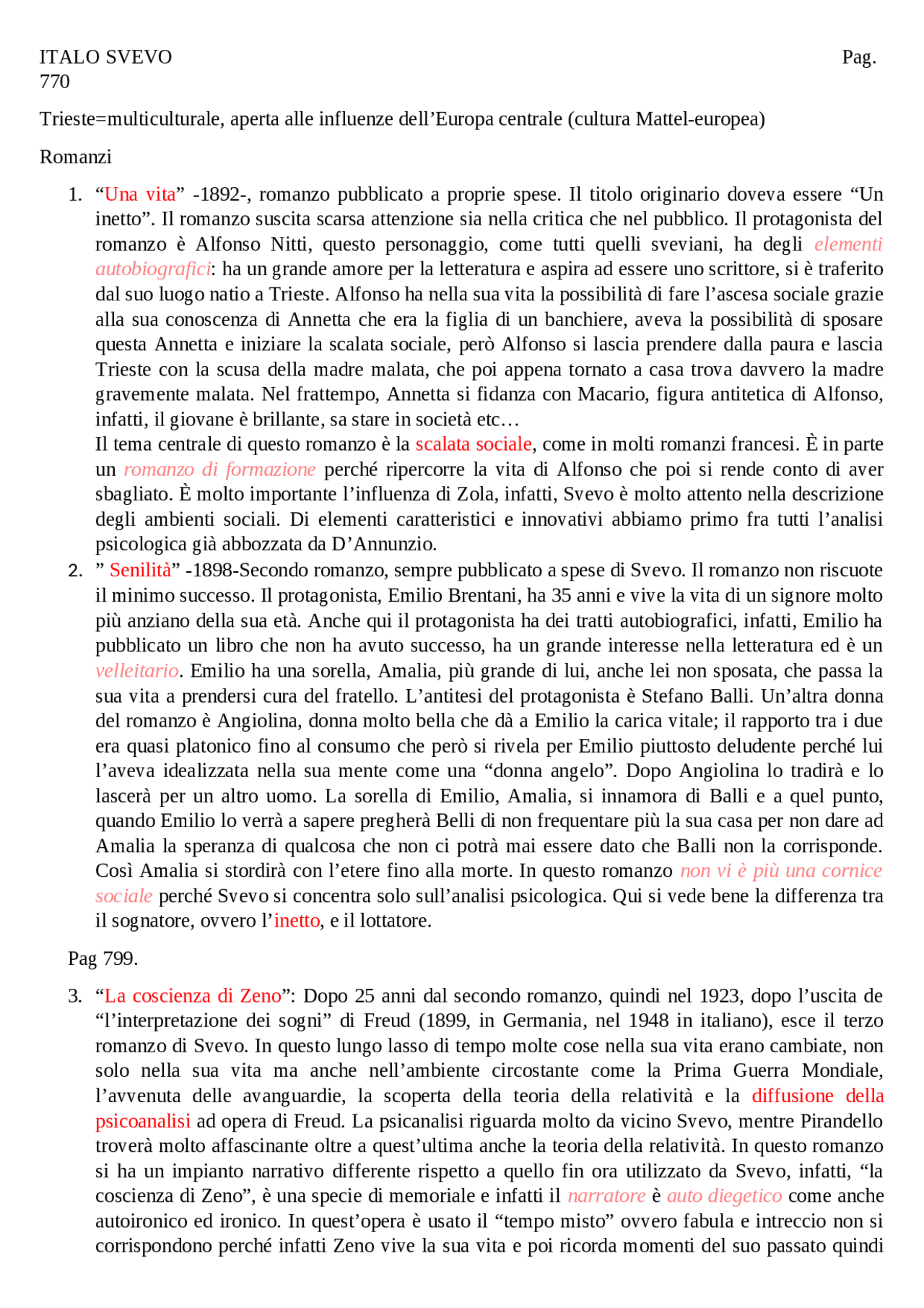 Italo Svevo Analisi E Riassunto Docsity