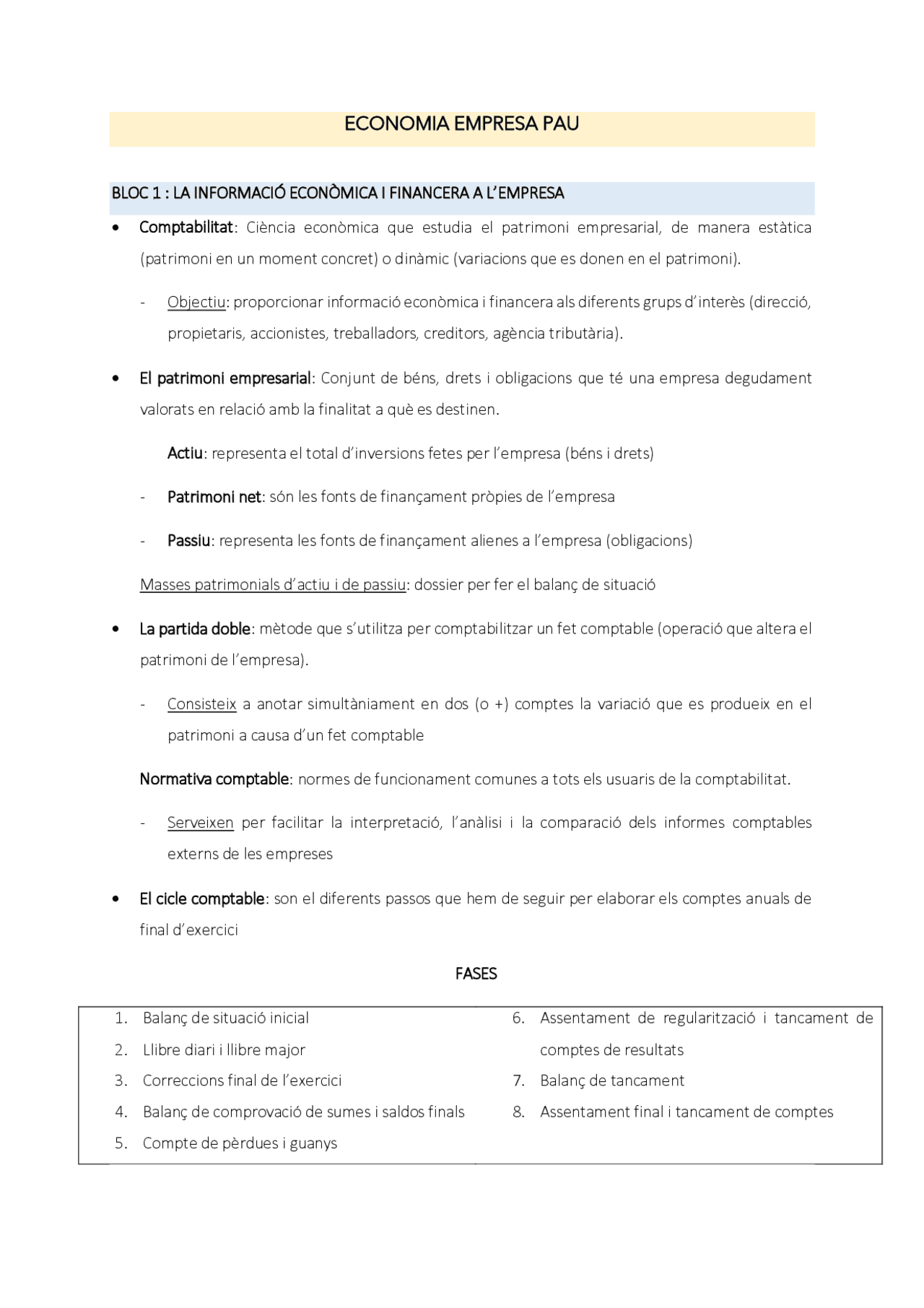 Resum Empresa Selectivitat 2021 Docsity