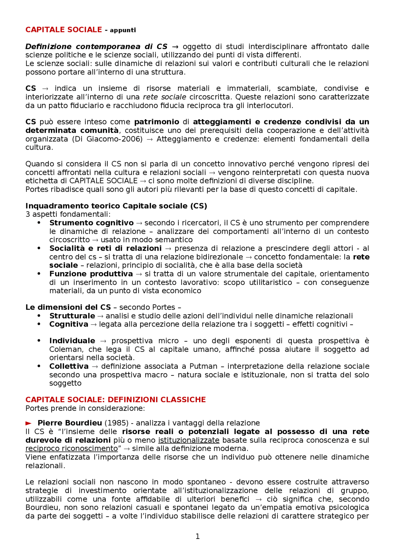 Appunti Capitale Sociale Aportes Docsity