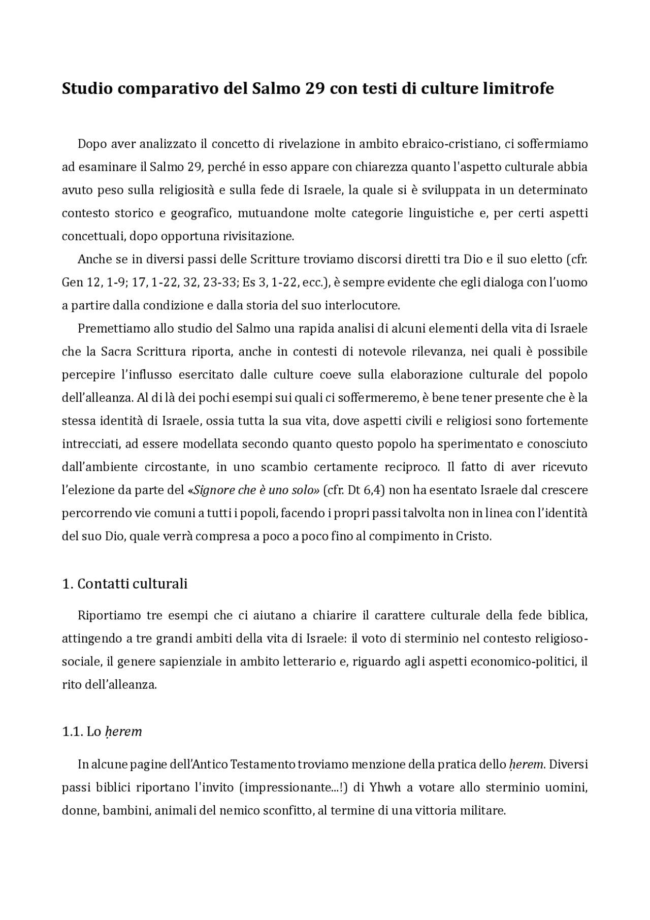 Studio comparativo del Salmo 29 - Docsity