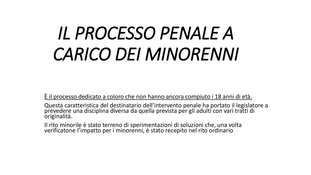 Il Processo Penale A Carico Dei Minorenni Docsity